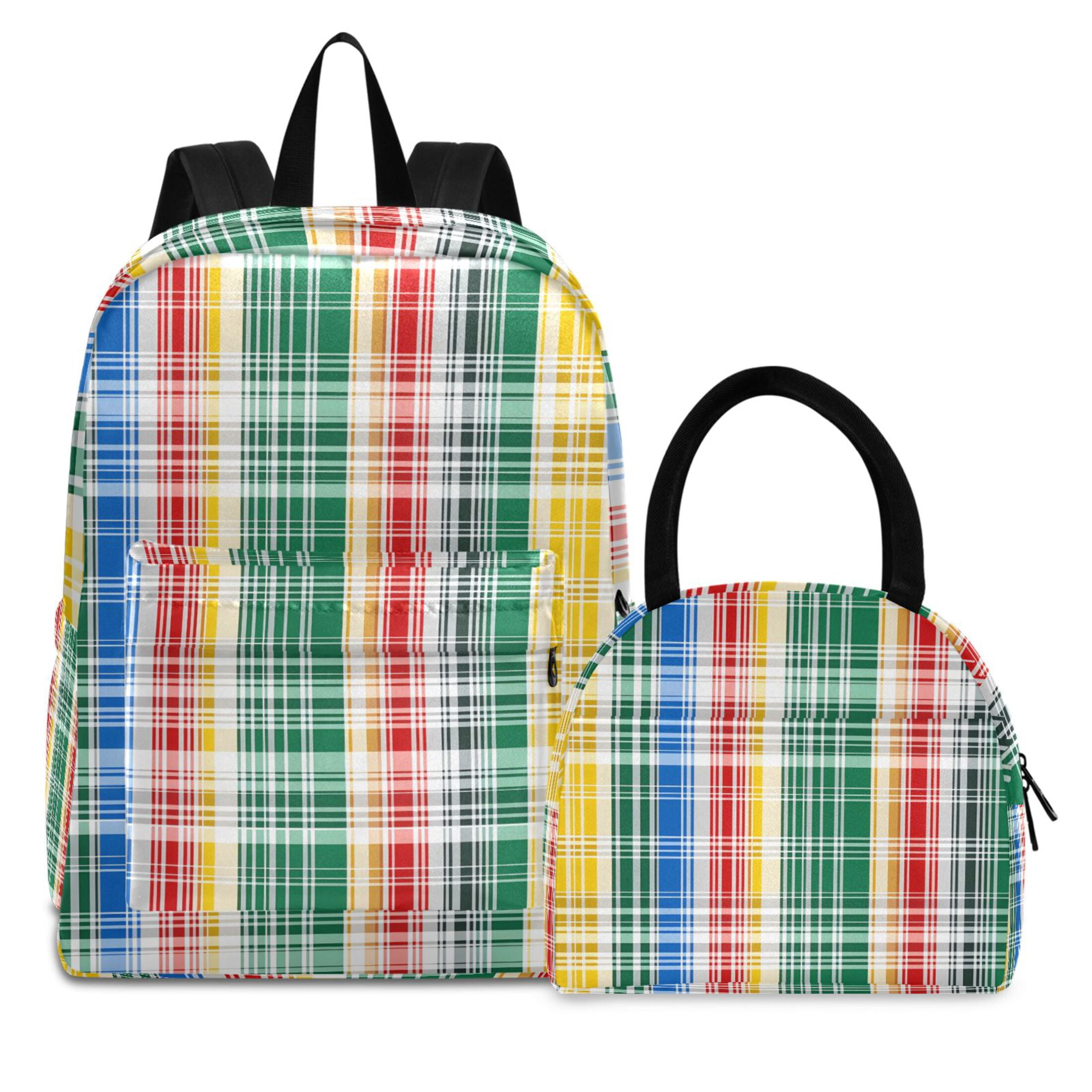 ALAZA Backpack Set Checkered Plaid Pattern Elementary School Bags ...