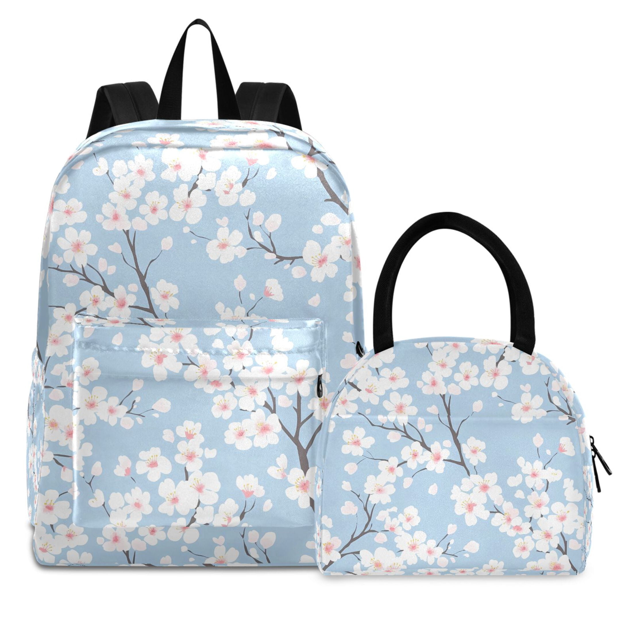 ALAZA Backpack Set Cherry Blossom Blue Elementary School Bags Student ...