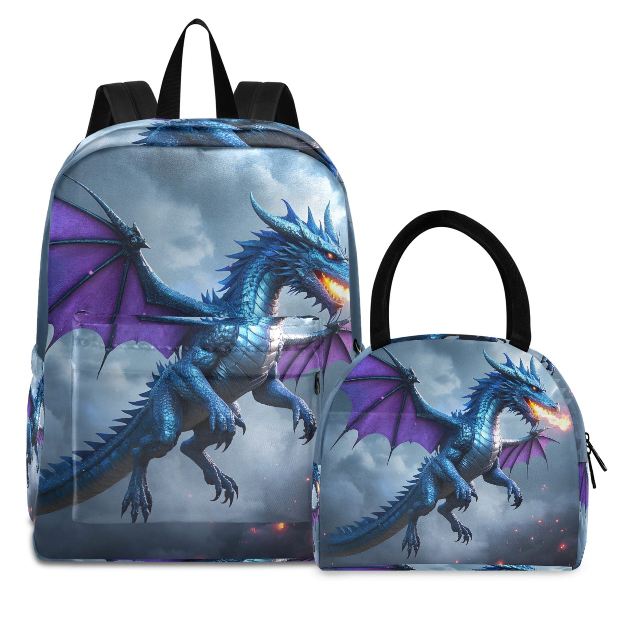 ALAZA Backpack Set Dragon Flying Elementary School Bags Student BookBag ...
