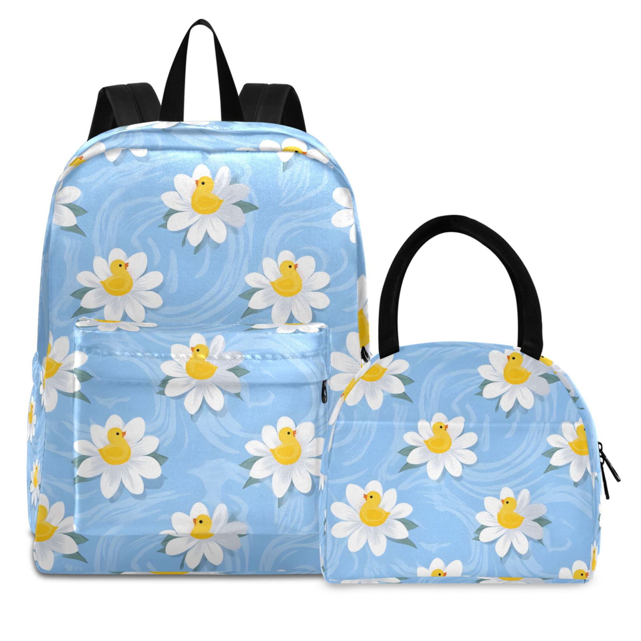 ALAZA Backpack Set Duck on Daisy Floral Elementary School Bags Student ...