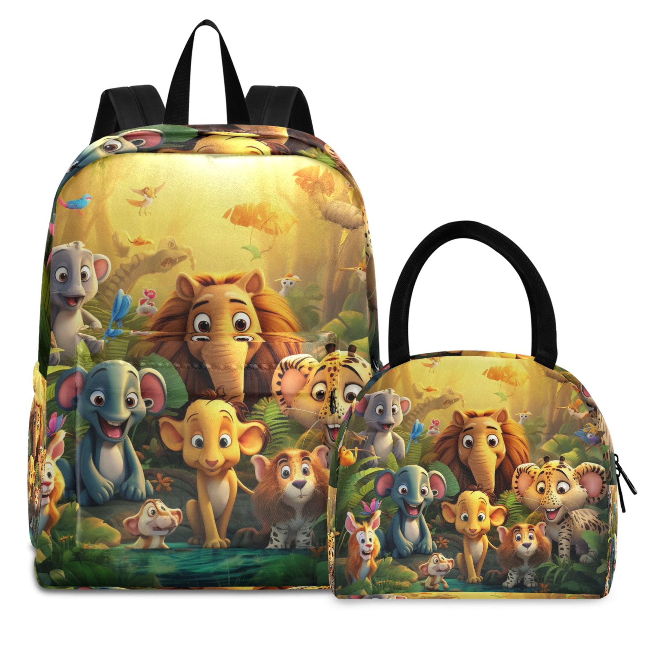 ALAZA Backpack Set Elephant in Forest Elementary School Bags Student ...