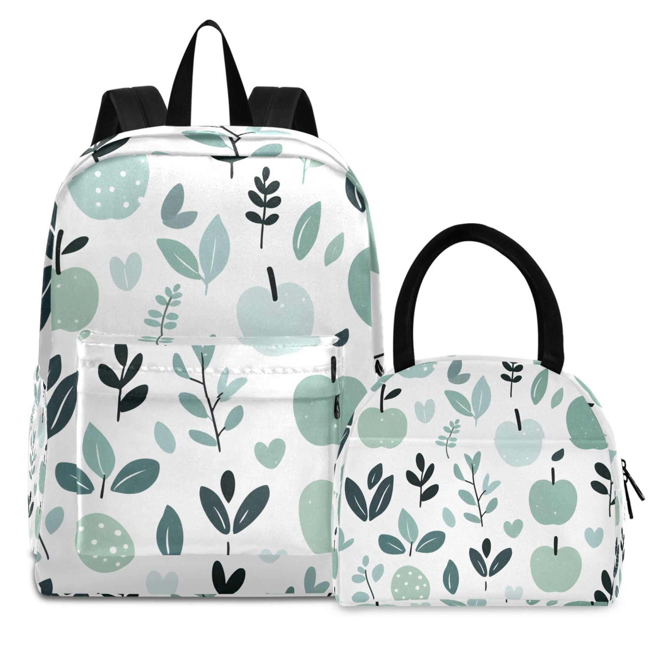 ALAZA Backpack Set Green Leaves Elementary School Bags Student BookBag ...