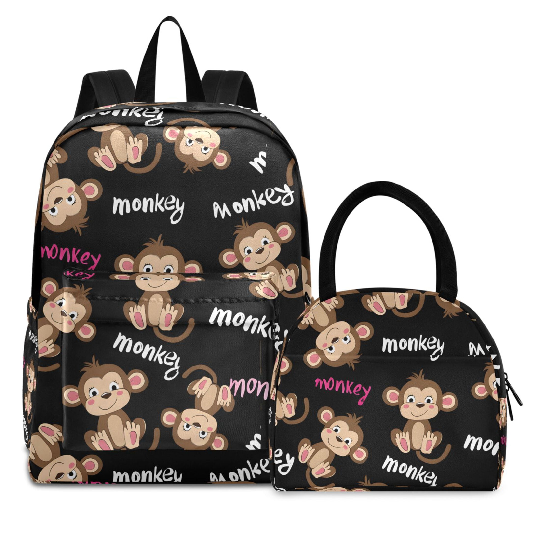 ALAZA Backpack Set Monkey Cute Elementary School Bags Student BookBag ...