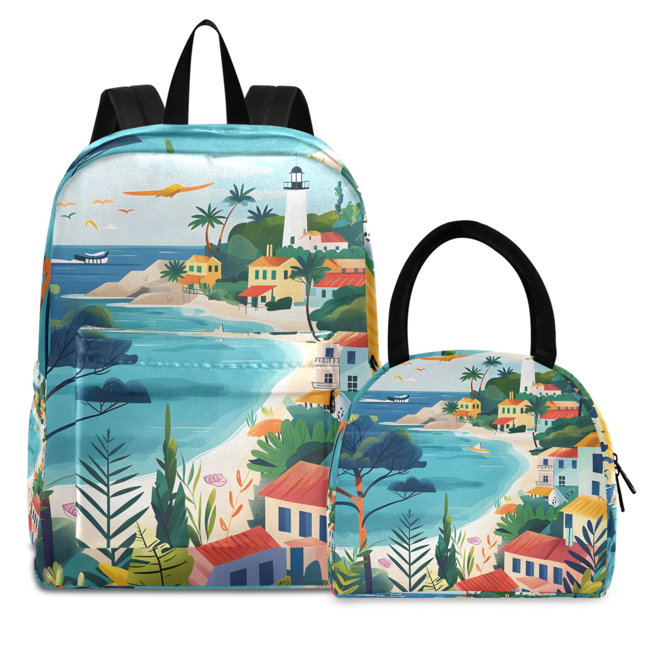 ALAZA Backpack Set Seaside Landscape Elementary School Bags Student ...