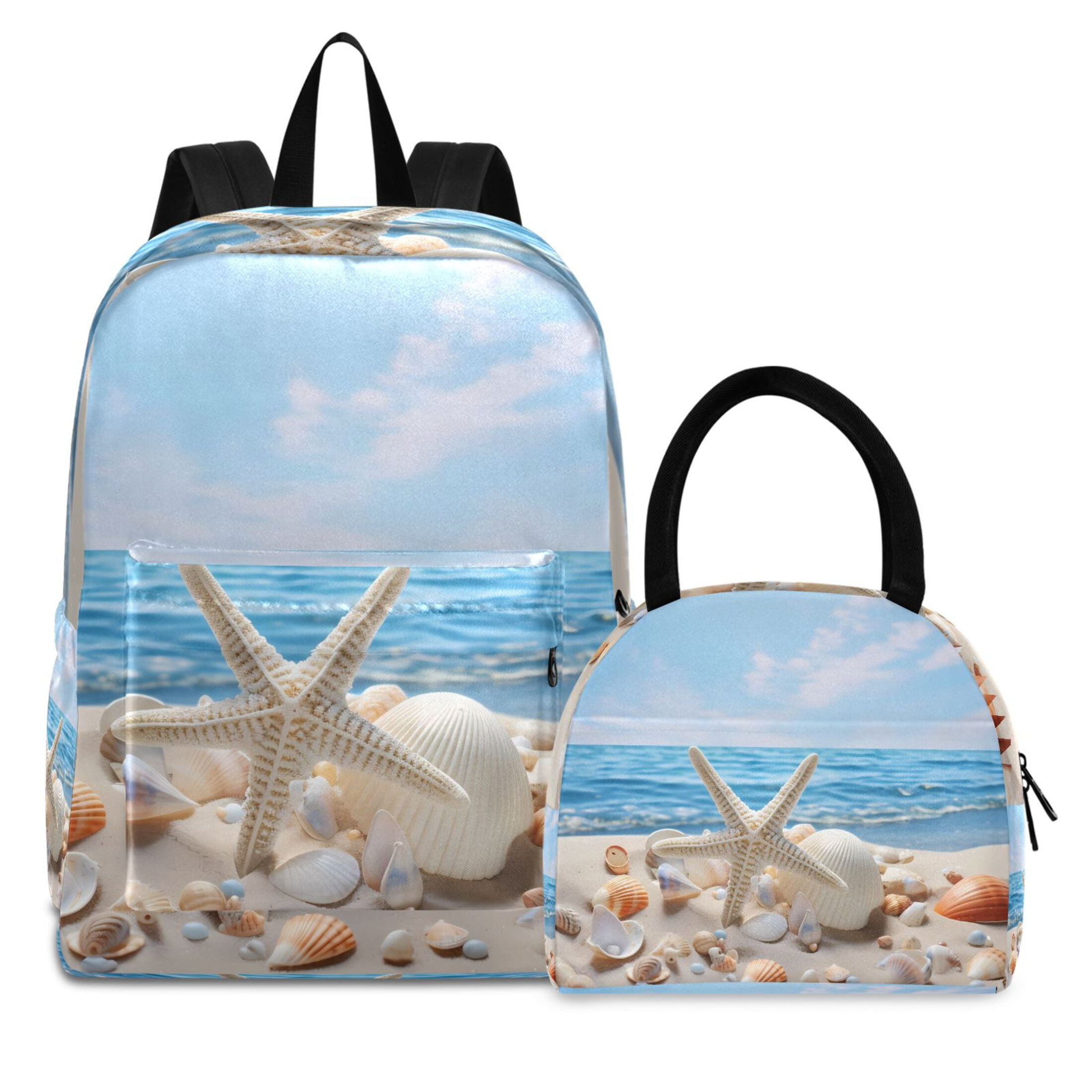 ALAZA Backpack Set Starfish and Shells on Beach Elementary School Bags ...