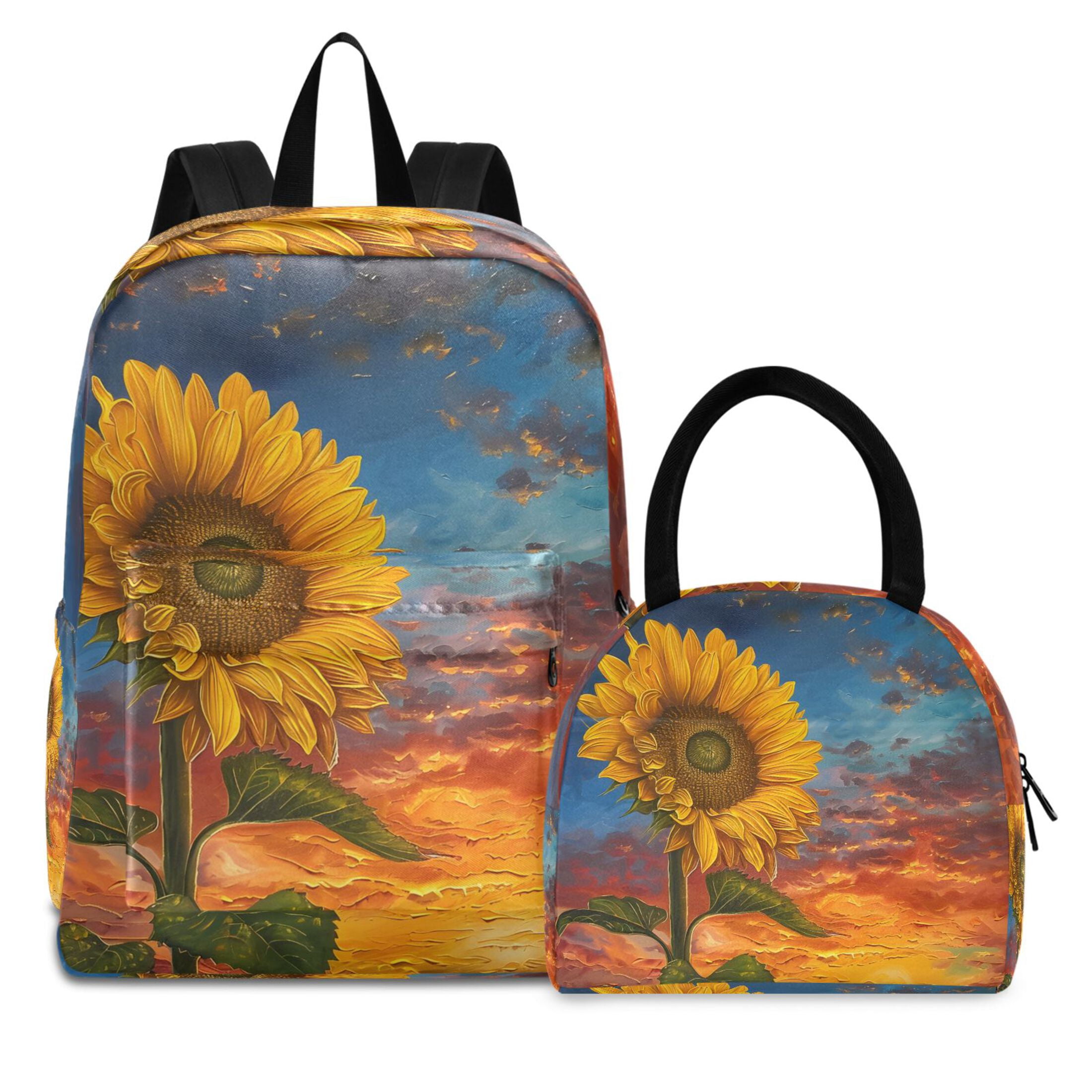 ALAZA Backpack Set Sunflower Sunset Elementary School Bags Student ...