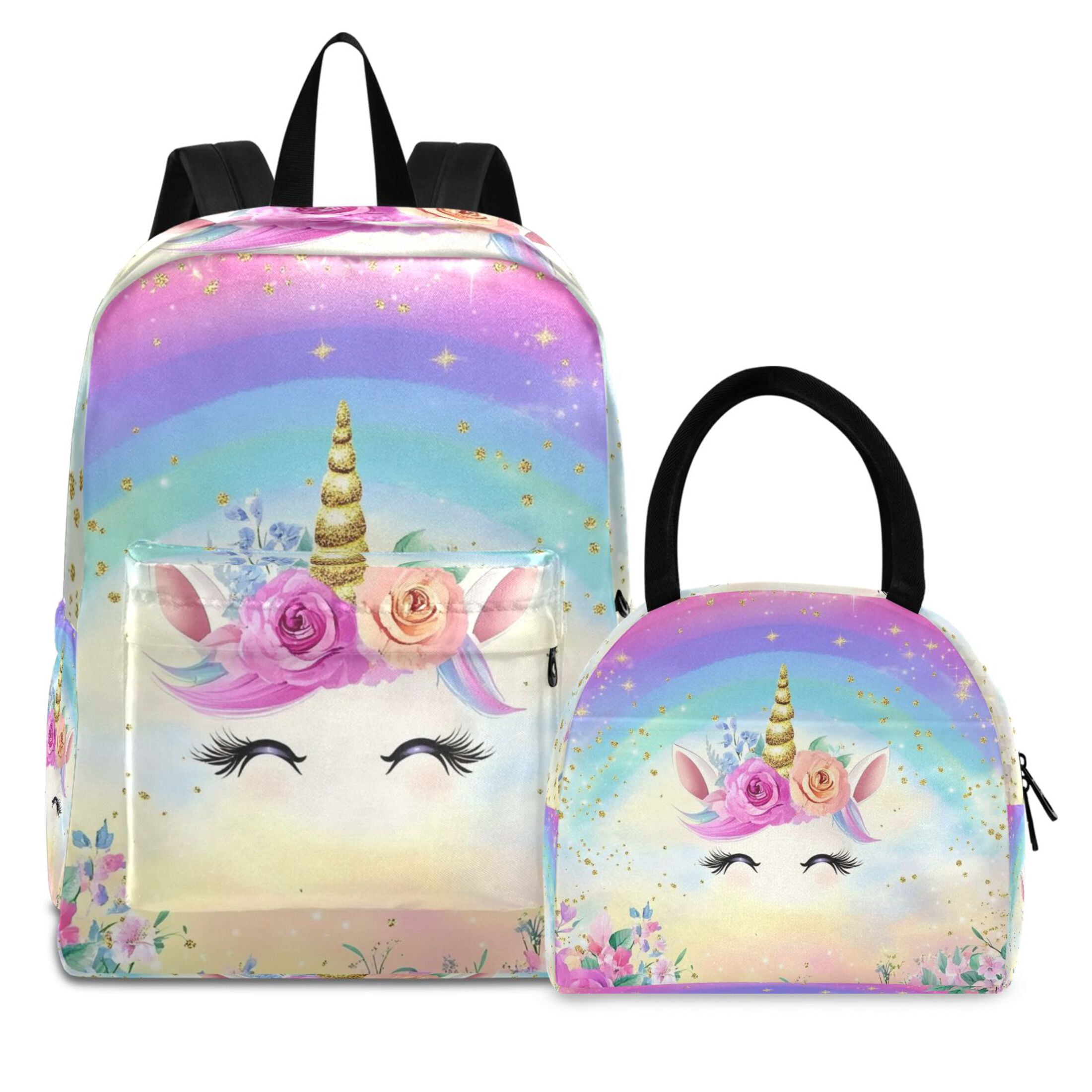 ALAZA Backpack Set Unicorn with Rainbow Elementary School Bags Student ...