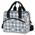 ALAZA Baseball Checkered Insulated Lunch Box Large Reusable Cooler Bag ...