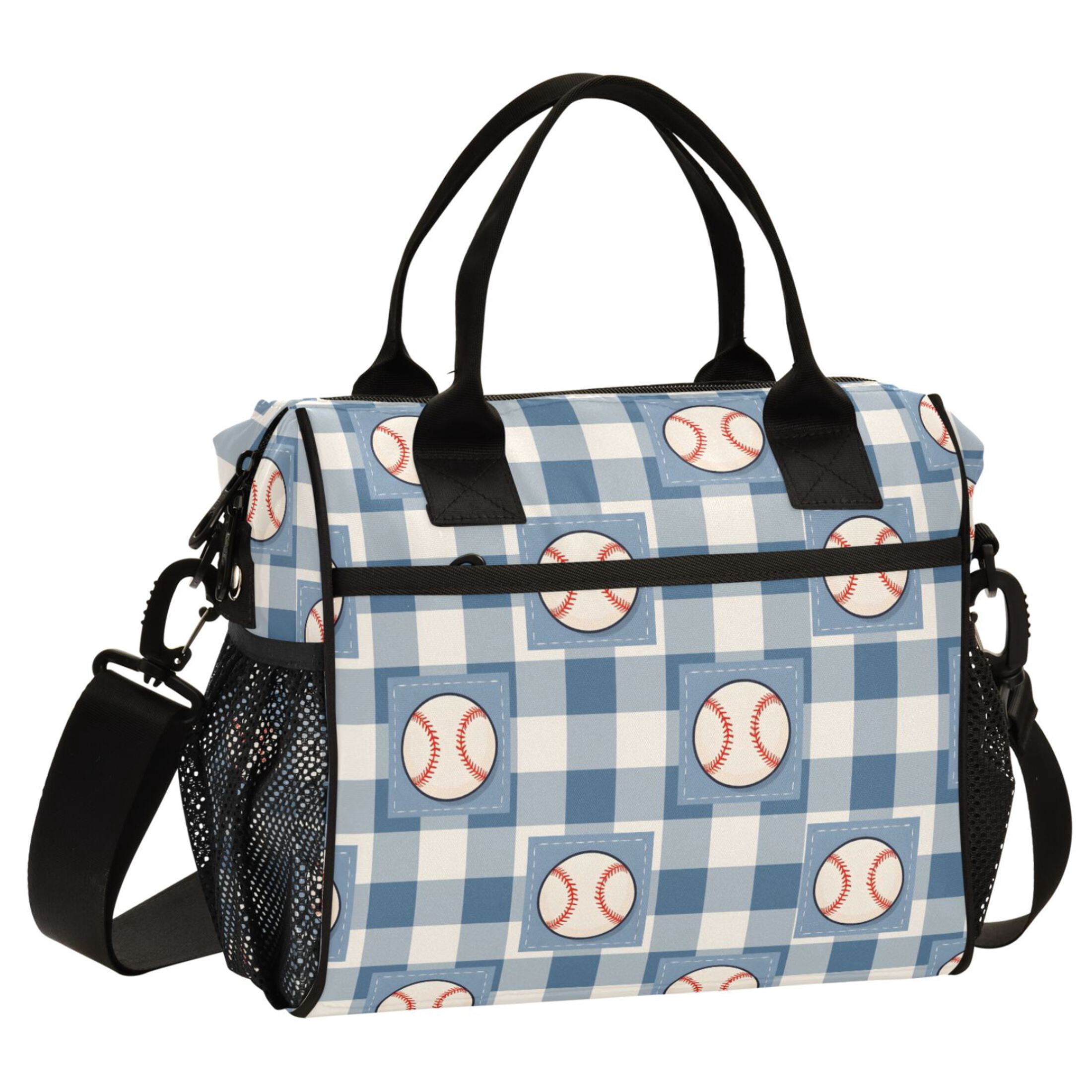 ALAZA Baseball Checkered Print Cooler Lunch Bag Insulated Reusable ...