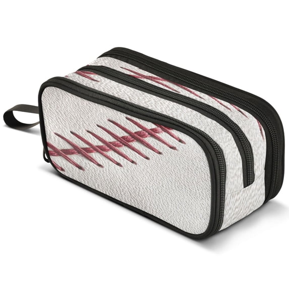 ALAZA Baseball Texture Pencil Case Bag Large 3 Compartment Pen Pouch ...