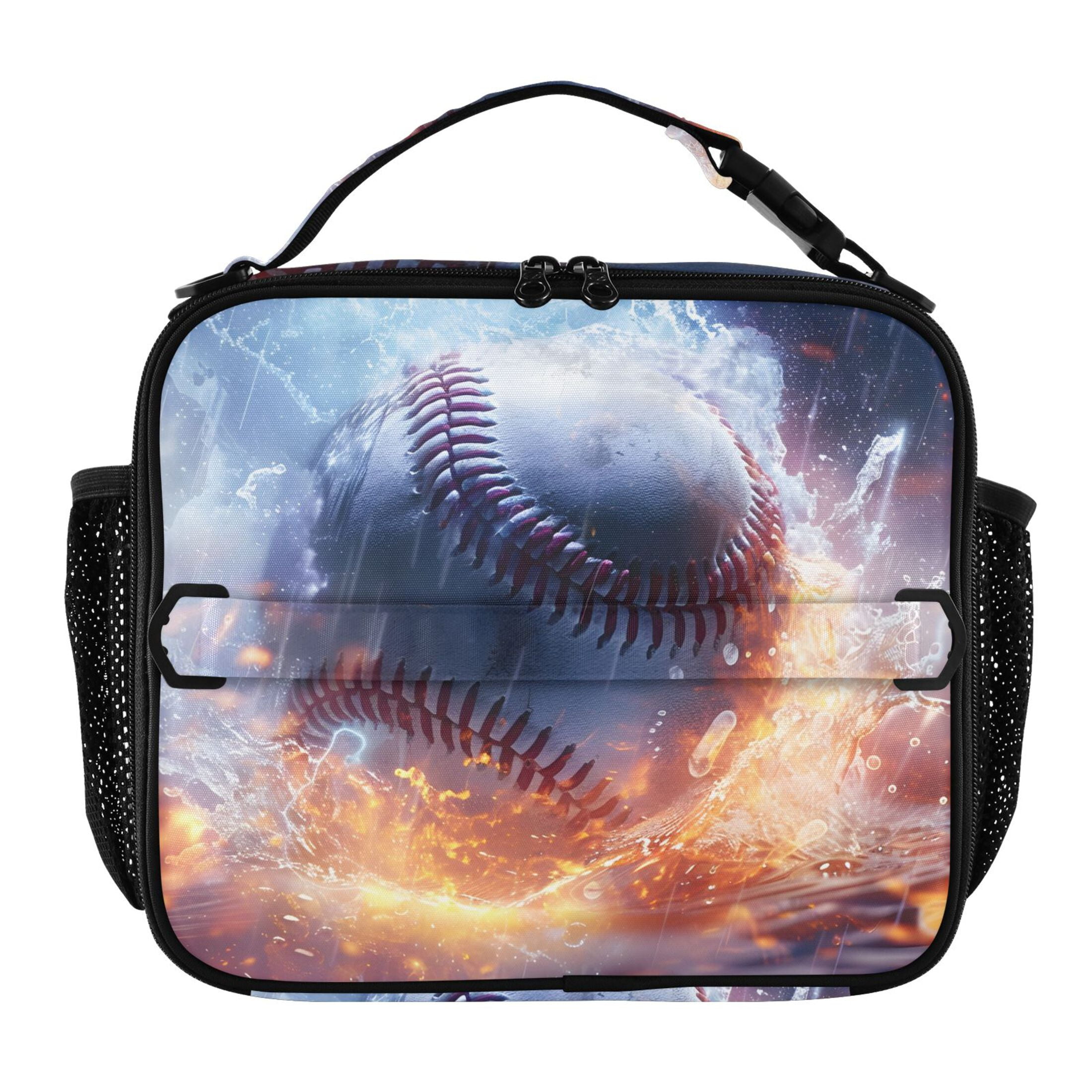 ALAZA Baseball on Fire Lunch Box Insulated Lunch Bag Cooler Tote with ...