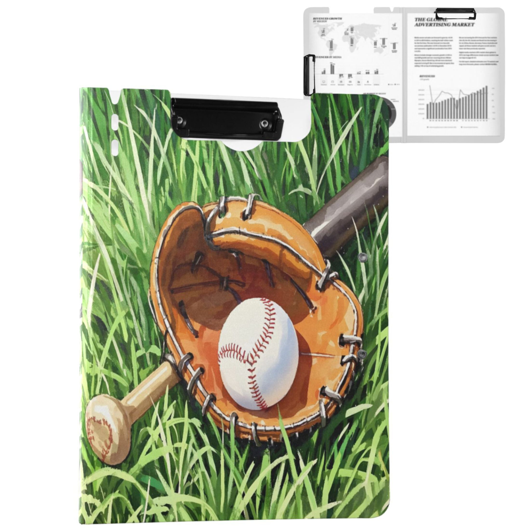 ALAZA Baseball on Grass A4 Foldable Clipboard 360 Degree Folder Binder ...