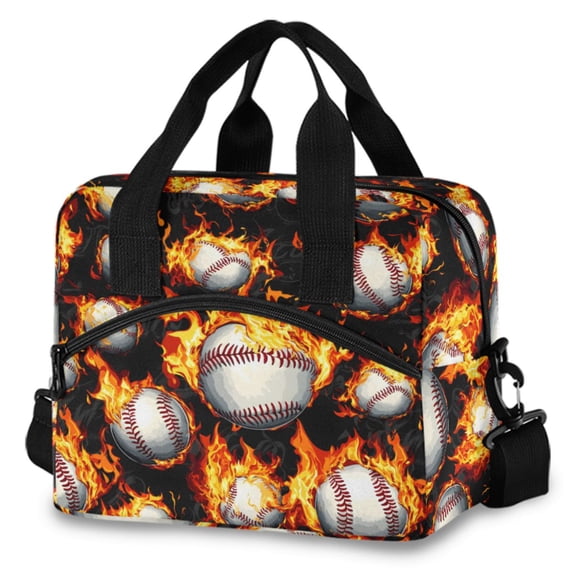 ALAZA Baseball with Fire Insulated Lunch Box Large Reusable Cooler Bag ...