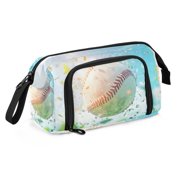 ALAZA Baseball with Leaf Pencil Pouch Big Capacity Pencil Case Zipper ...