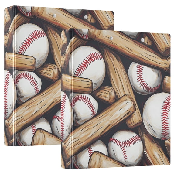 ALAZA Baseballs Bats Hardcover 3 Ring Binder 1.5" D-Rings with Interior ...