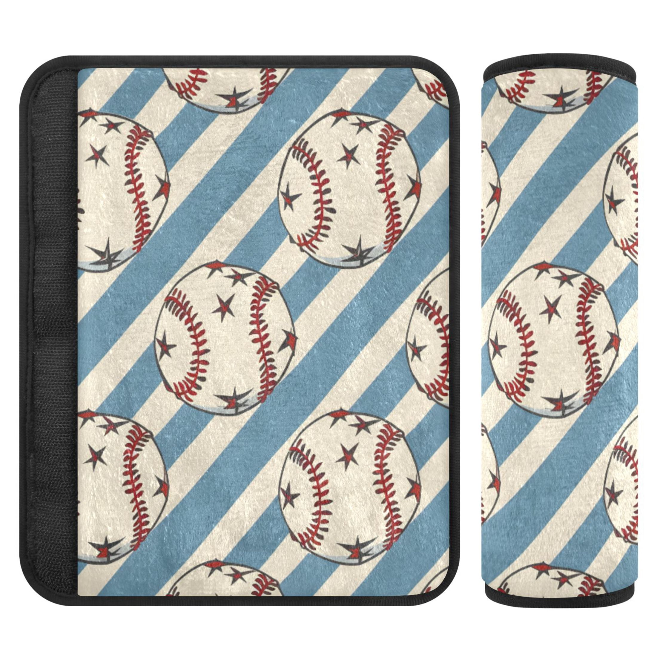 ALAZA Baseballs on Stipes Car Seat Belt Adjuster Neck Covers Shoulder ...