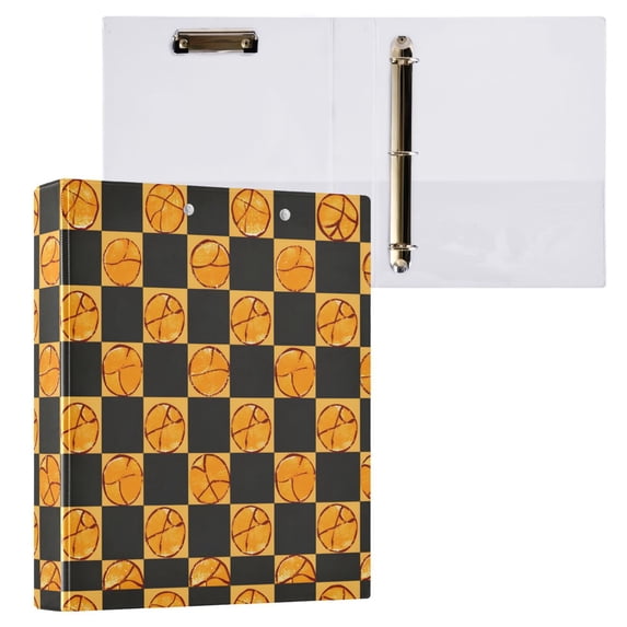 ALAZA Basketball Checkered Grid Hardcover 3 Ring Binder 1.5" D-Rings ...