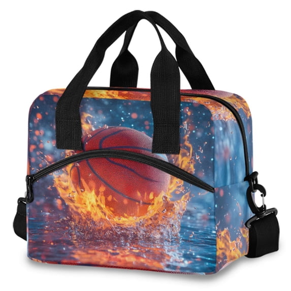 ALAZA Basketball Splash Fire Insulated Lunch Box Large Reusable Cooler ...