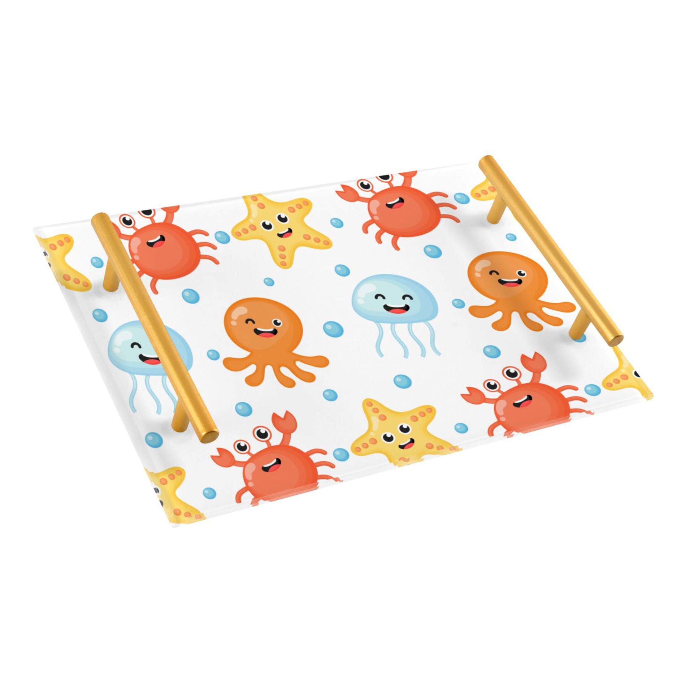ALAZA Bathroom Tray Cute Cartoon Sea Stars Ocean Vanity Countertop ...