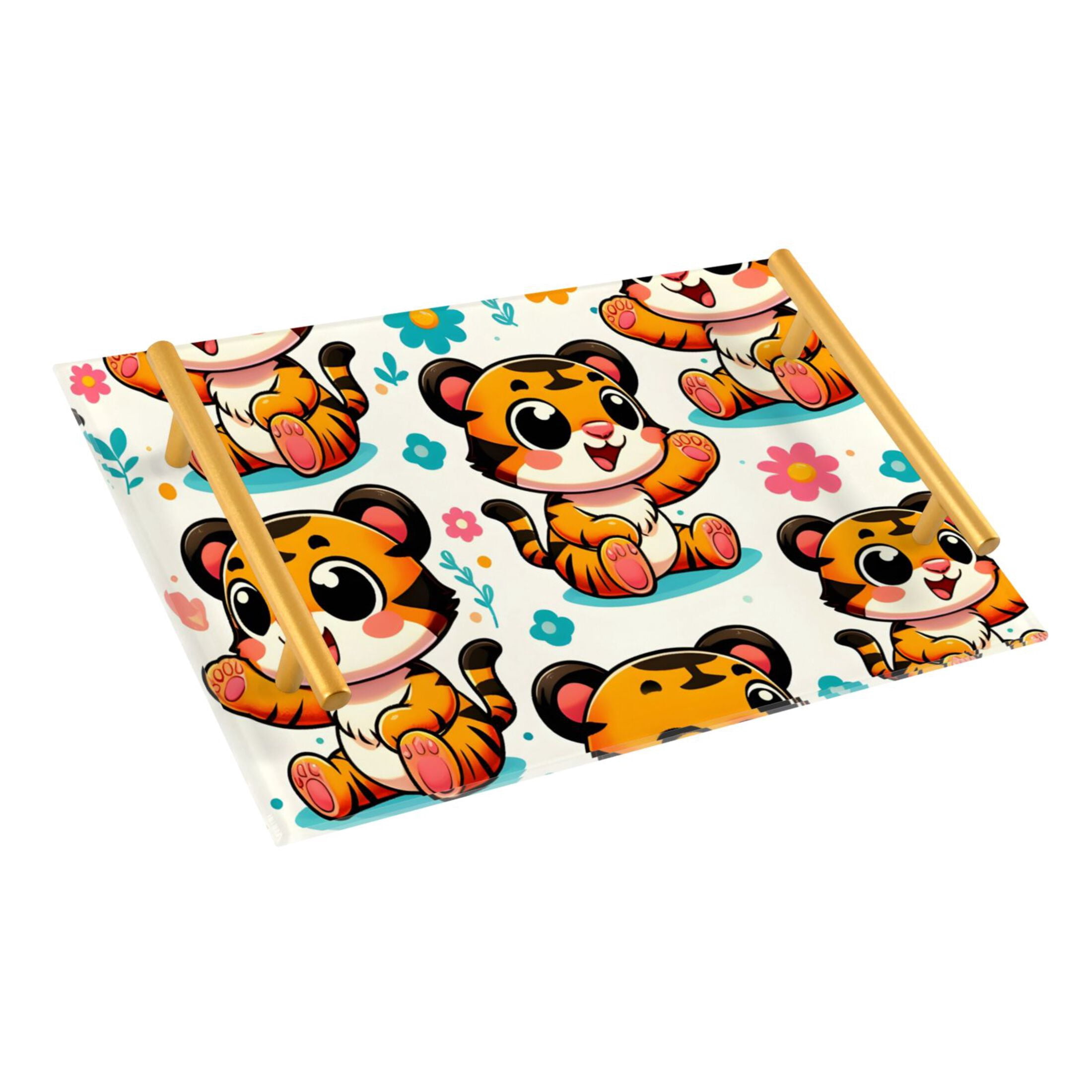 ALAZA Bathroom Tray Cute Cartoon Tigers Vanity Countertop Trays Acrylic ...