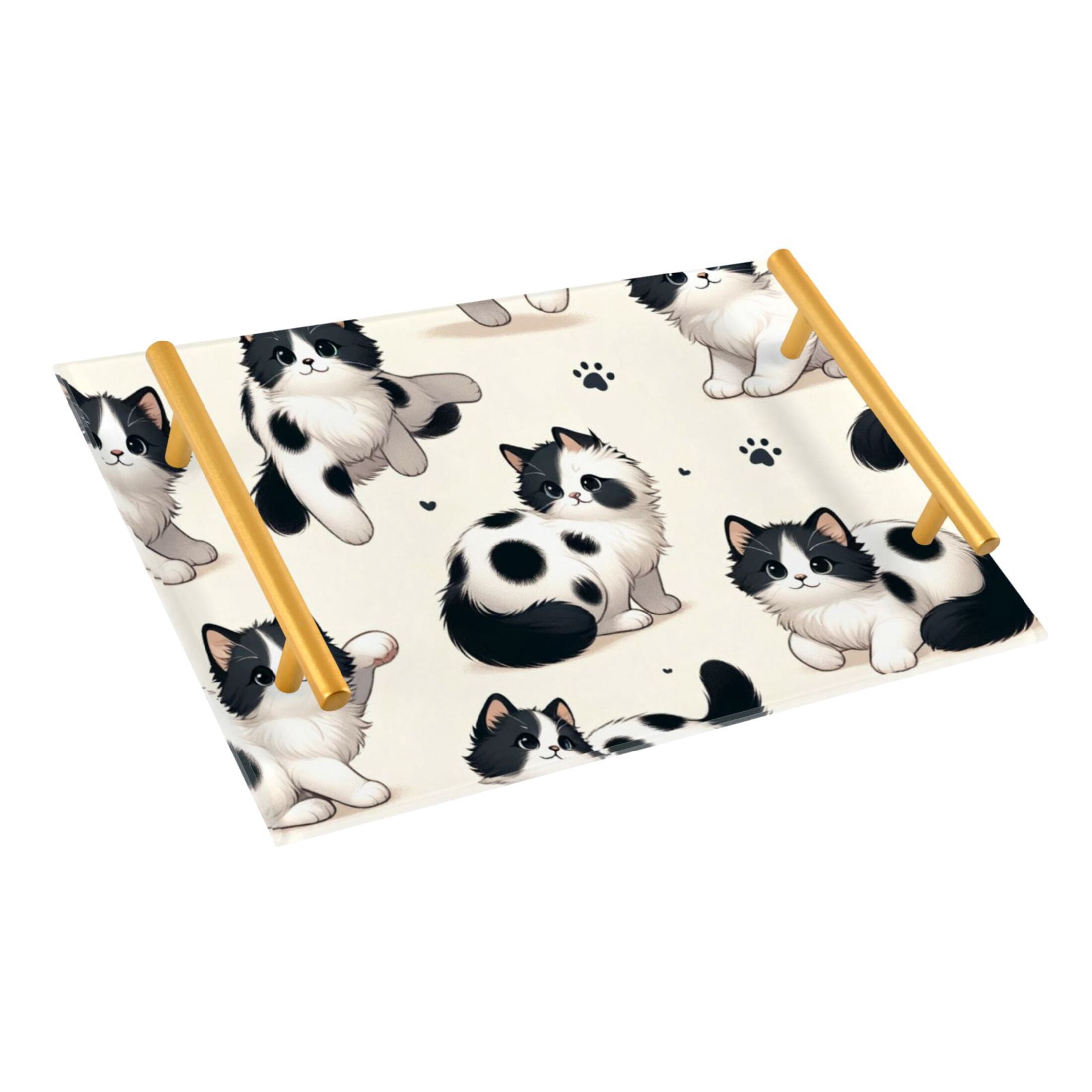 ALAZA Bathroom Tray Cute Cat Footprint Vanity Countertop Trays Acrylic ...