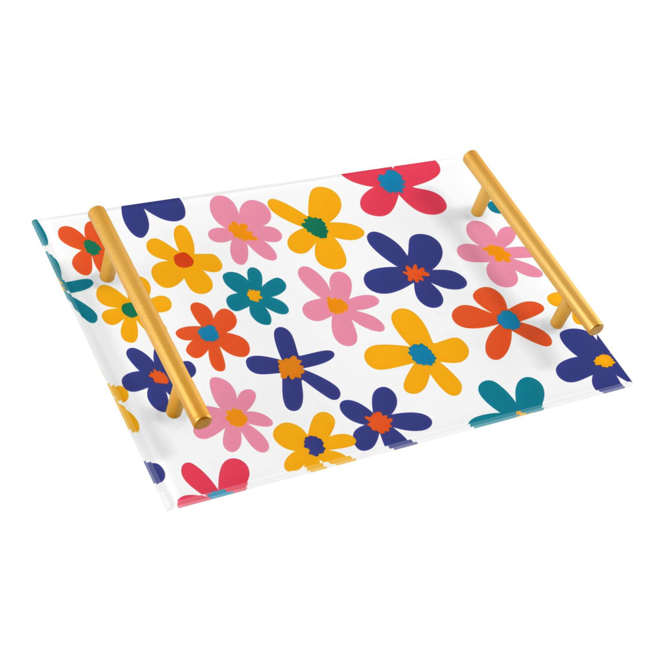 ALAZA Bathroom Tray Cute Daisy Flowers Vanity Countertop Trays Acrylic ...