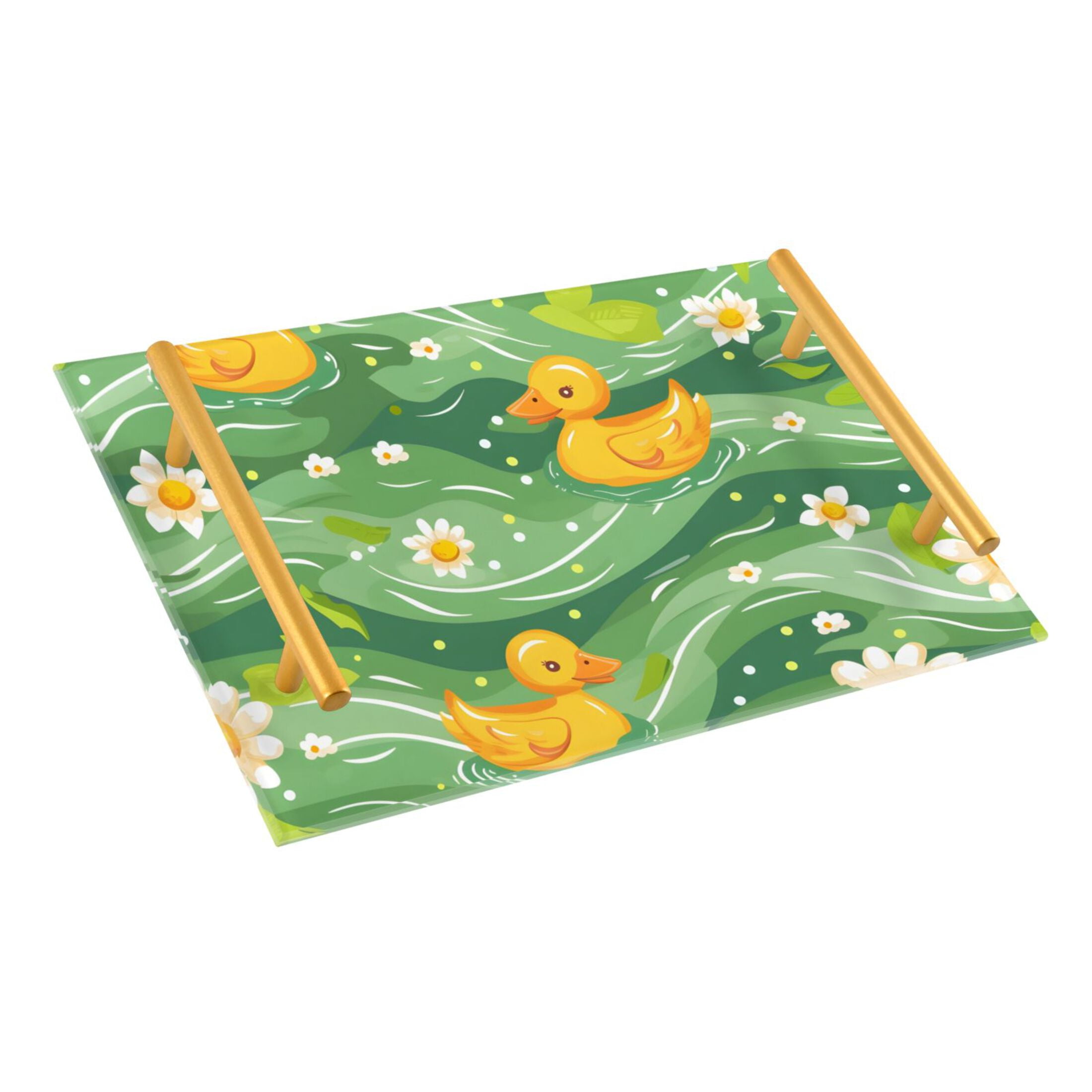 ALAZA Bathroom Tray Cute Ducks and Daisy Flower Vanity Countertop Trays ...