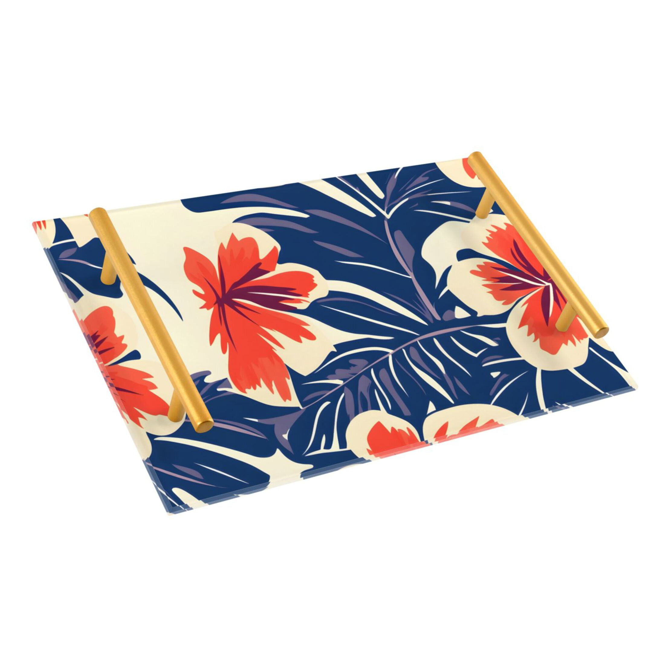 ALAZA Bathroom Tray Elegant Tropical Floral-t5 Vanity Countertop Trays ...