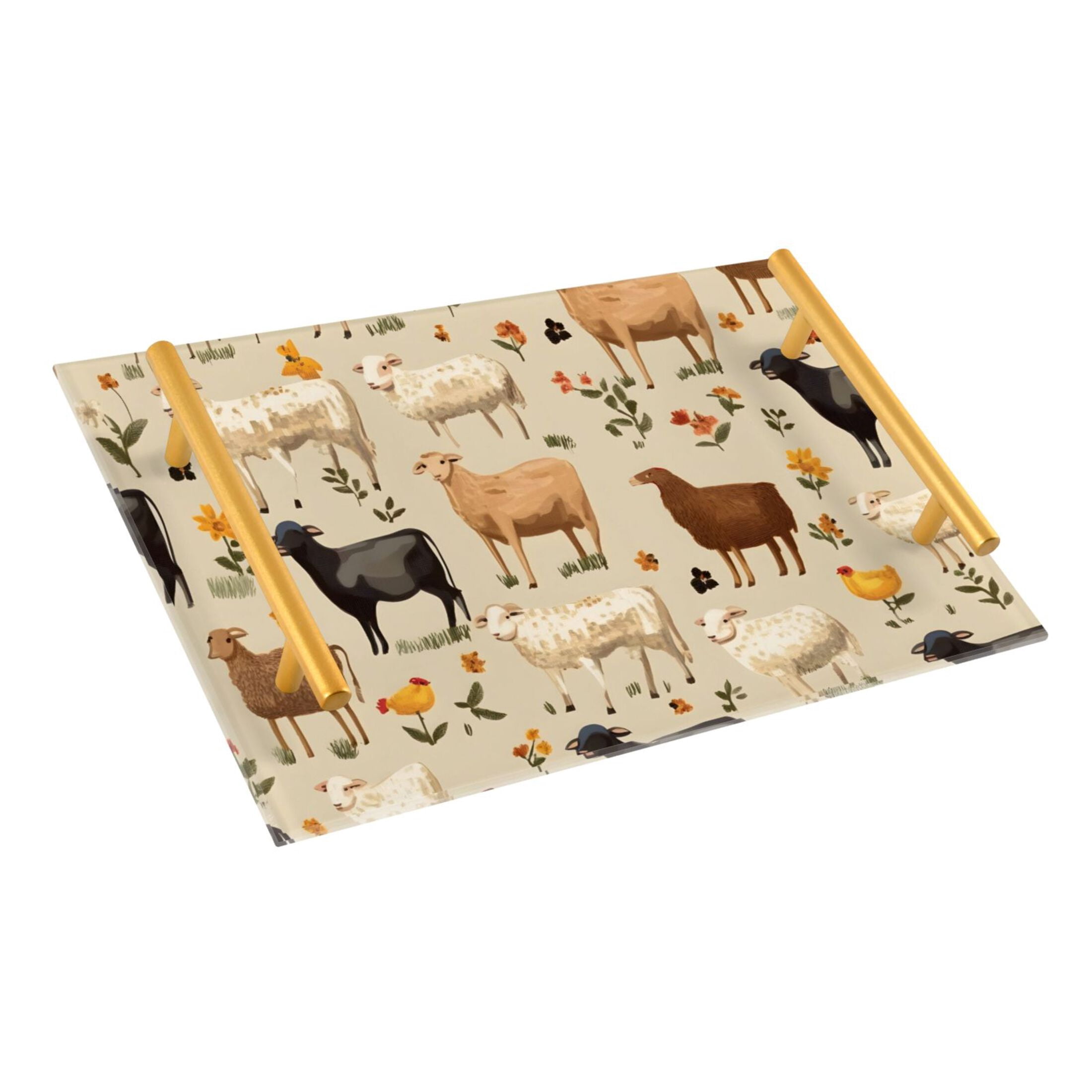 ALAZA Bathroom Tray Farm Animals Sheeps Vanity Countertop Trays Acrylic ...