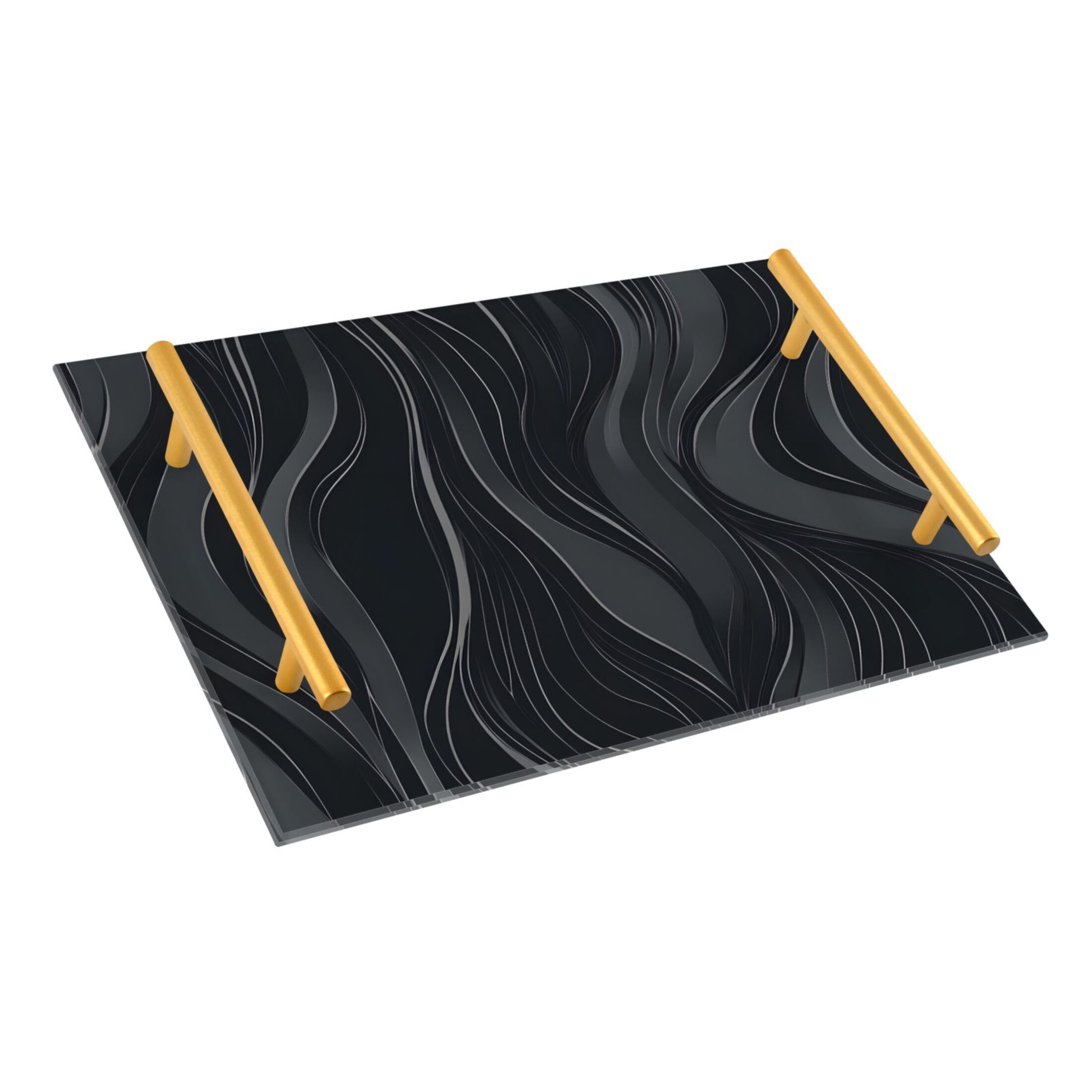ALAZA Bathroom Tray Gray Wave Lines Vanity Countertop Trays Acrylic ...