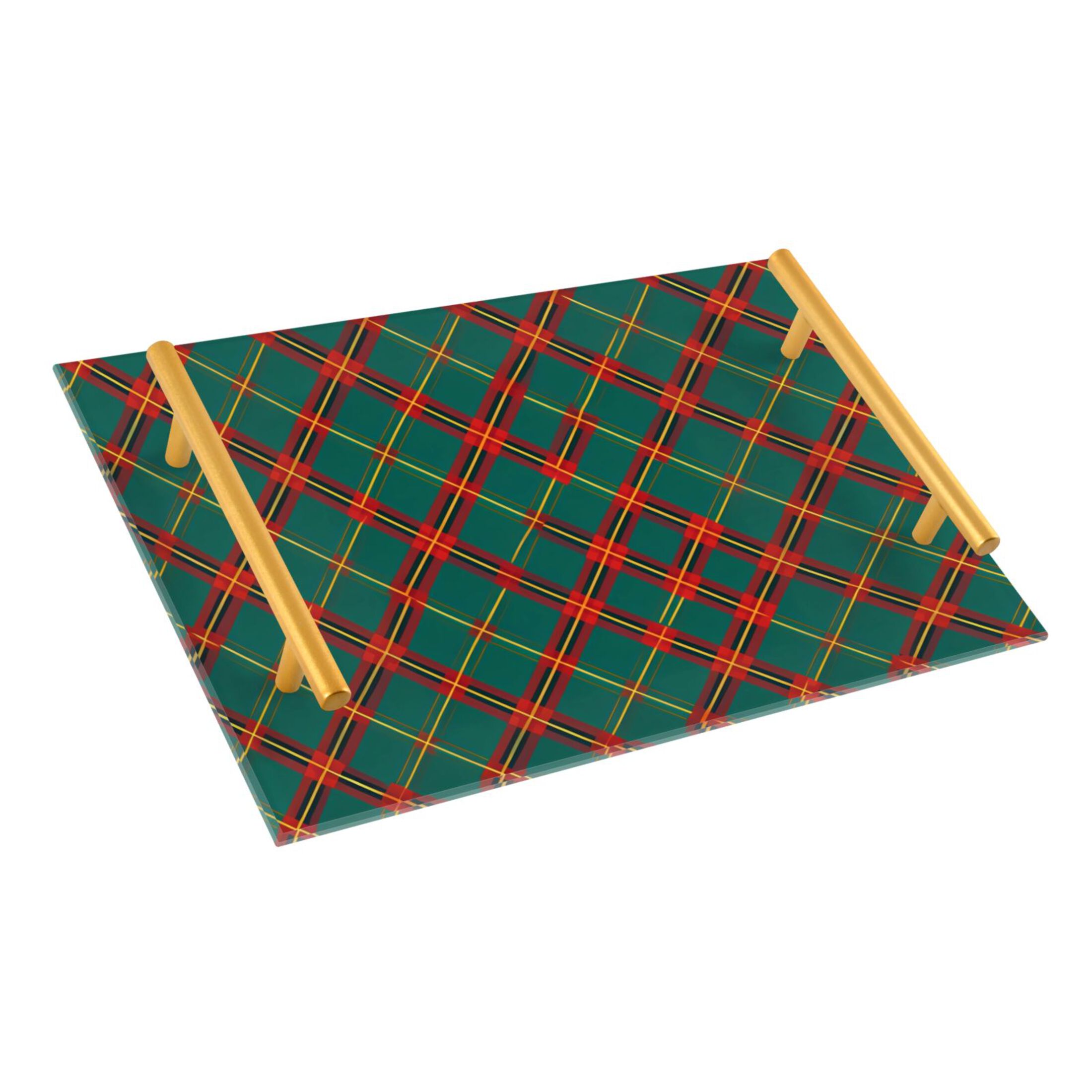 ALAZA Bathroom Tray Green and Red Lattice Grid Vanity Countertop Trays ...