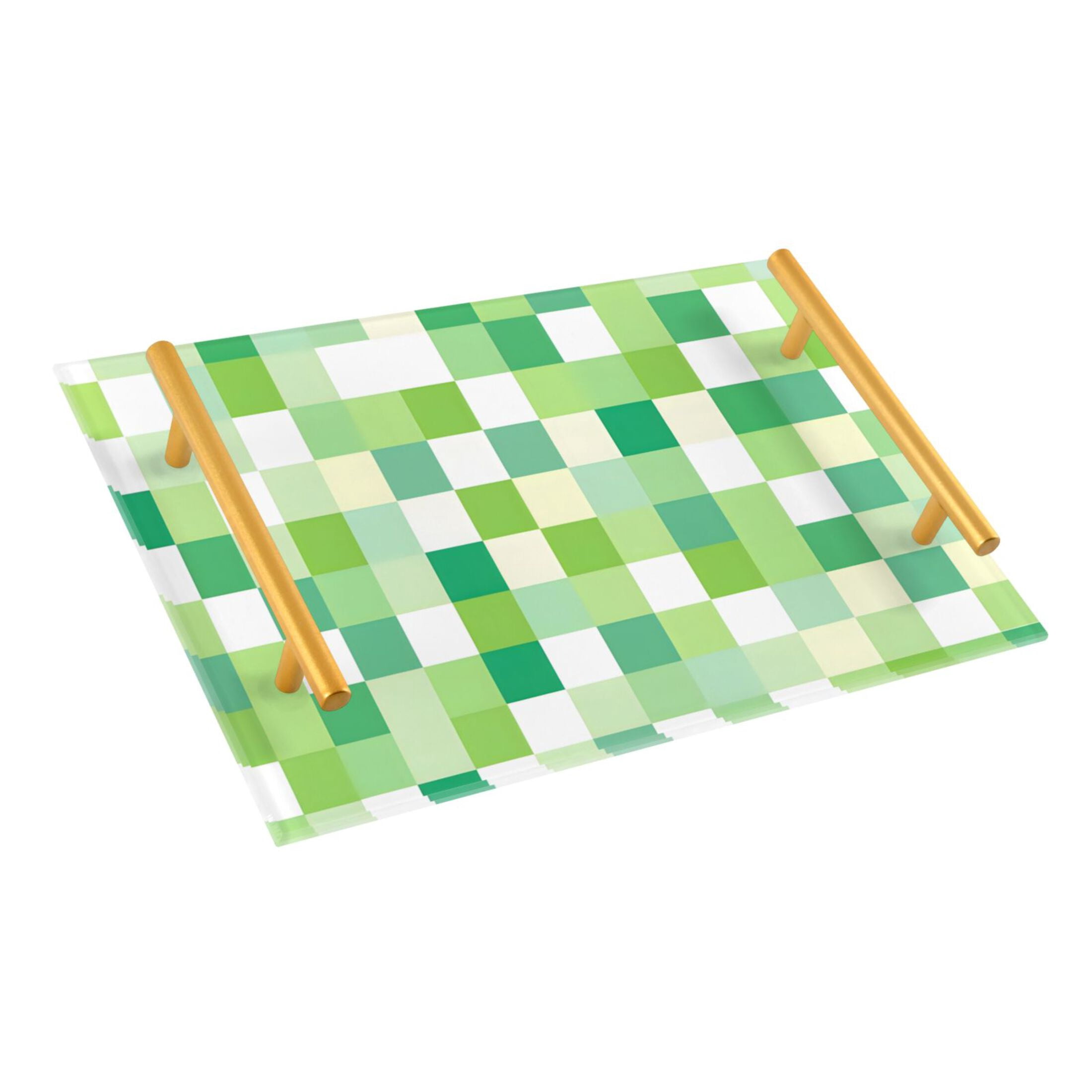 ALAZA Bathroom Tray Green and White Geometric Lattice Vanity Countertop ...