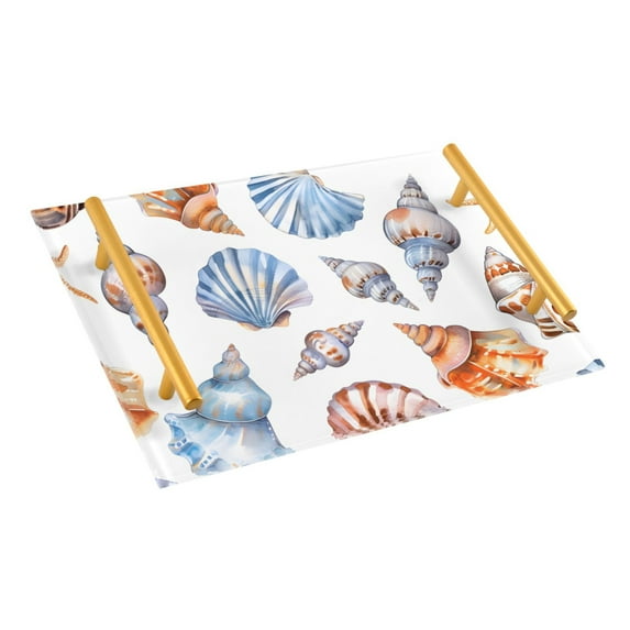 ALAZA Bathroom Tray Sea Shell Coach Vanity Countertop Trays Acrylic ...