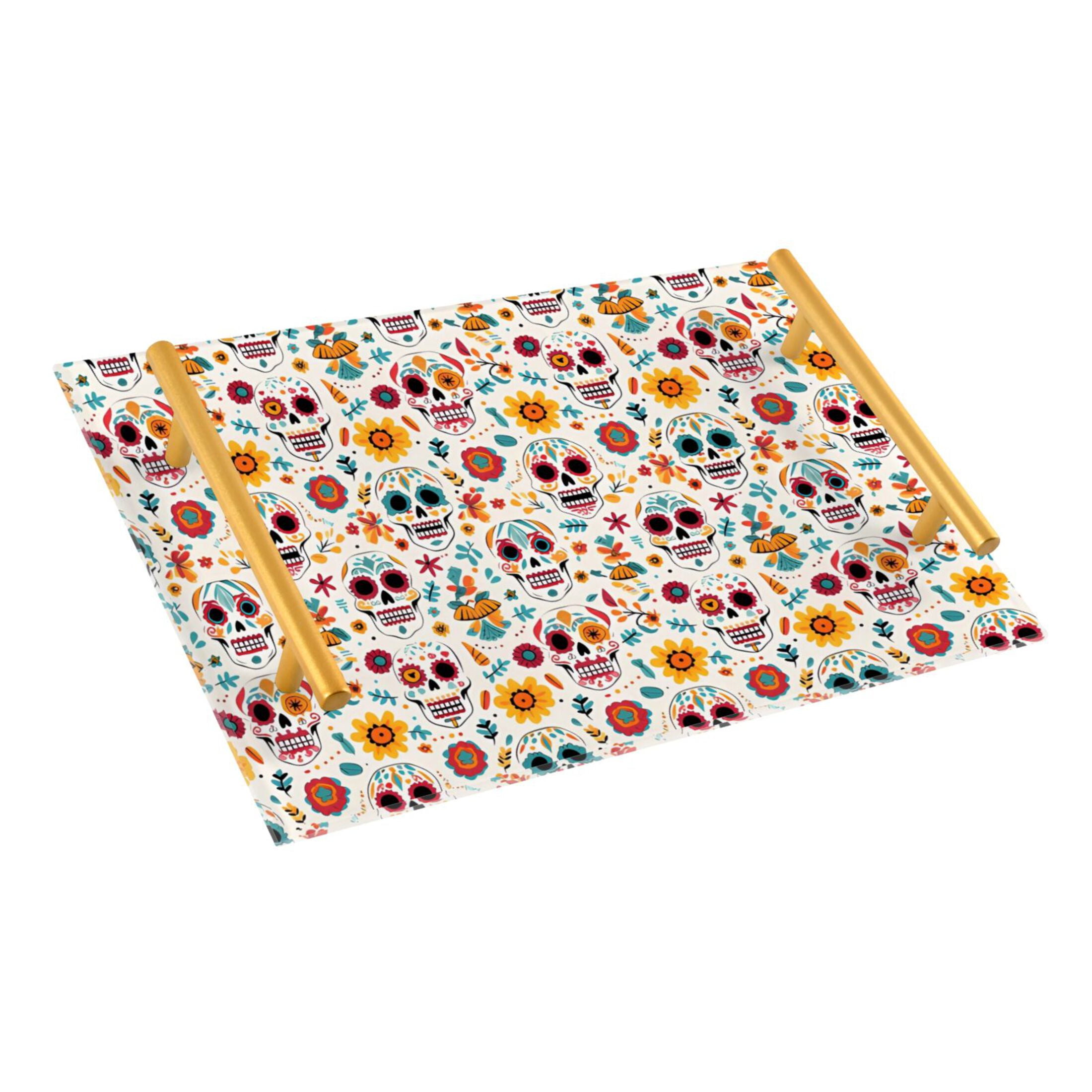 ALAZA Bathroom Tray Skull Sunflowers Skeleton Vanity Countertop Trays ...