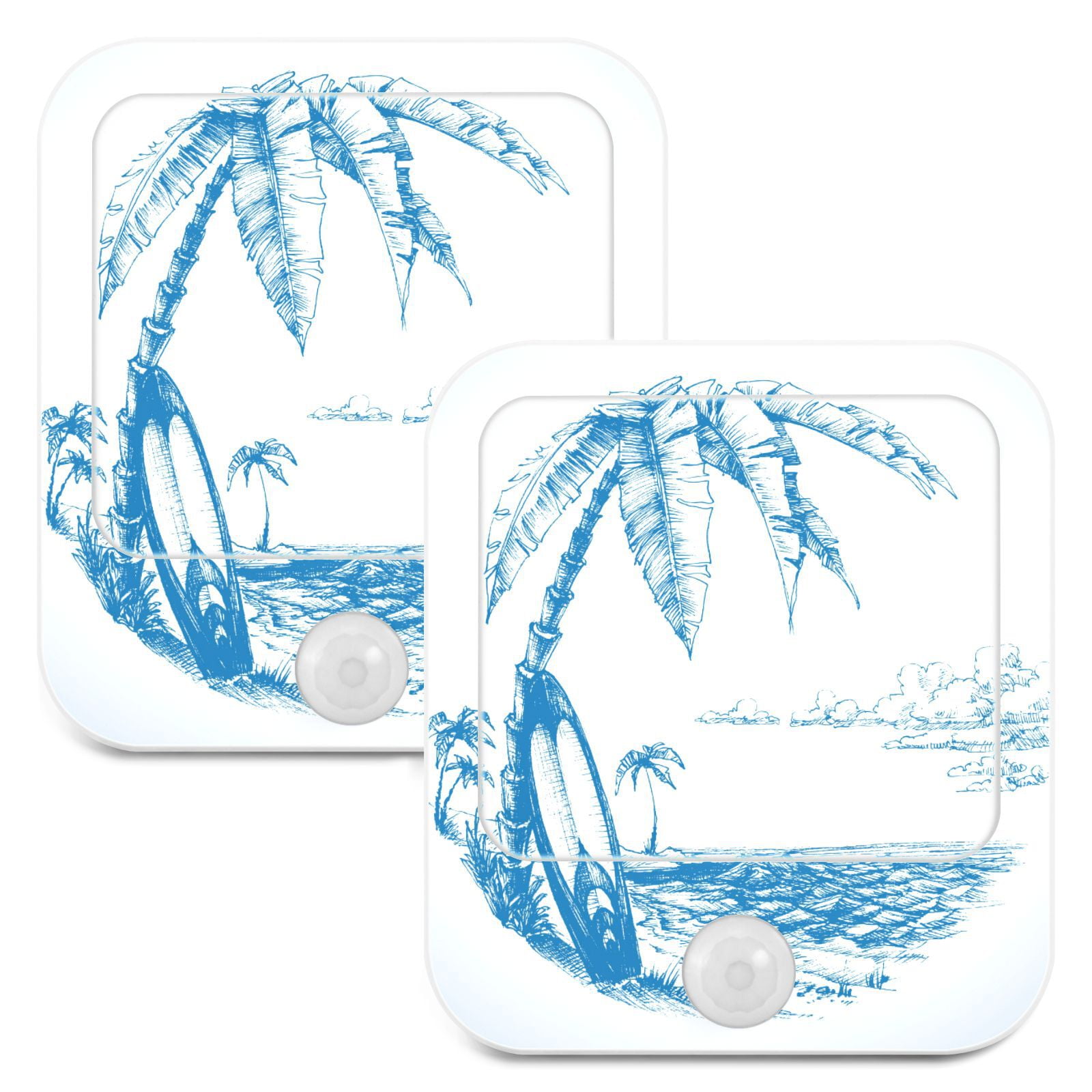ALAZA Beach Palm Surf Board Summer Cute Night Lights Plug into Wall -2 ...