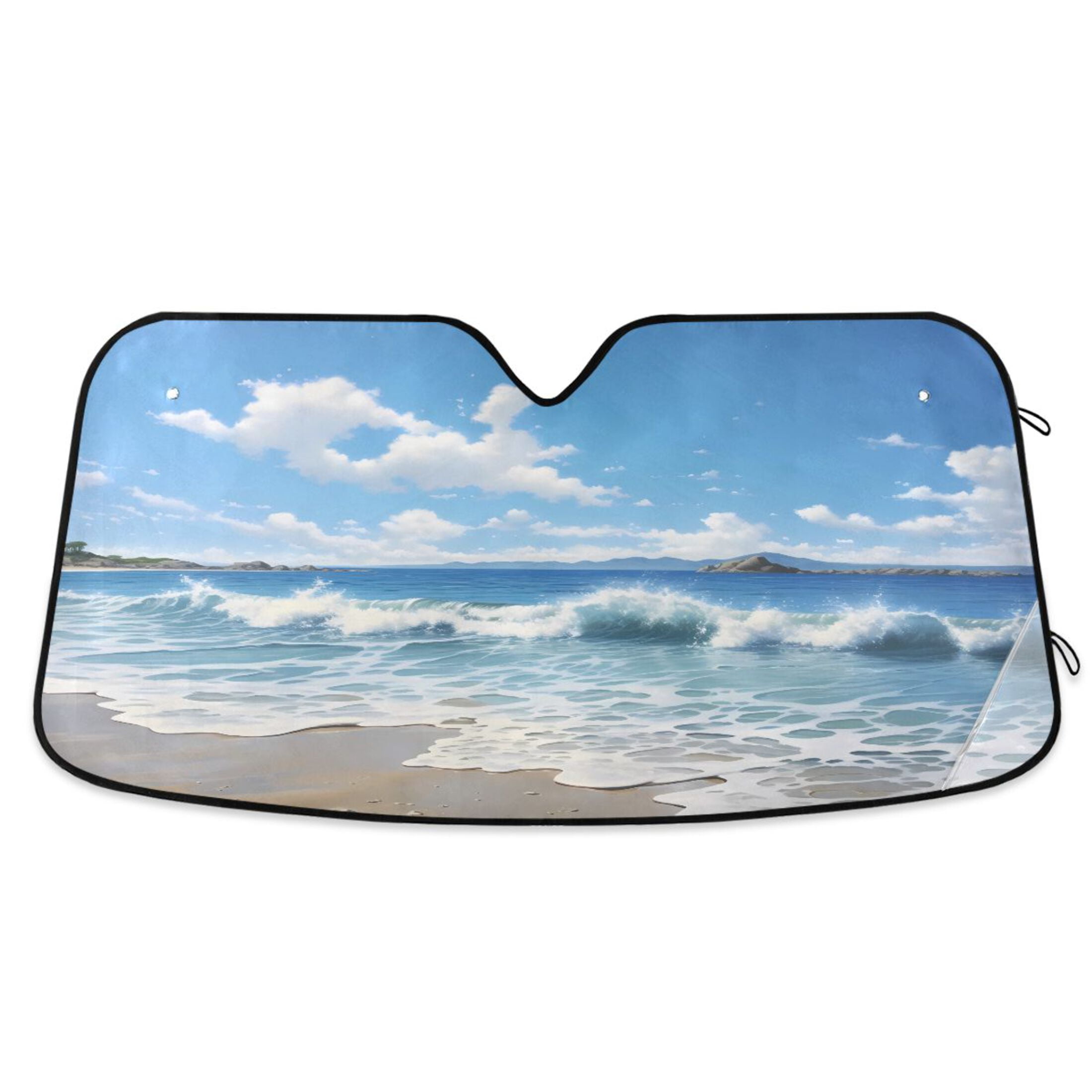 ALAZA Beach and Blue Sky Windshield Sun Shade Car Foldable Sun Visor ...