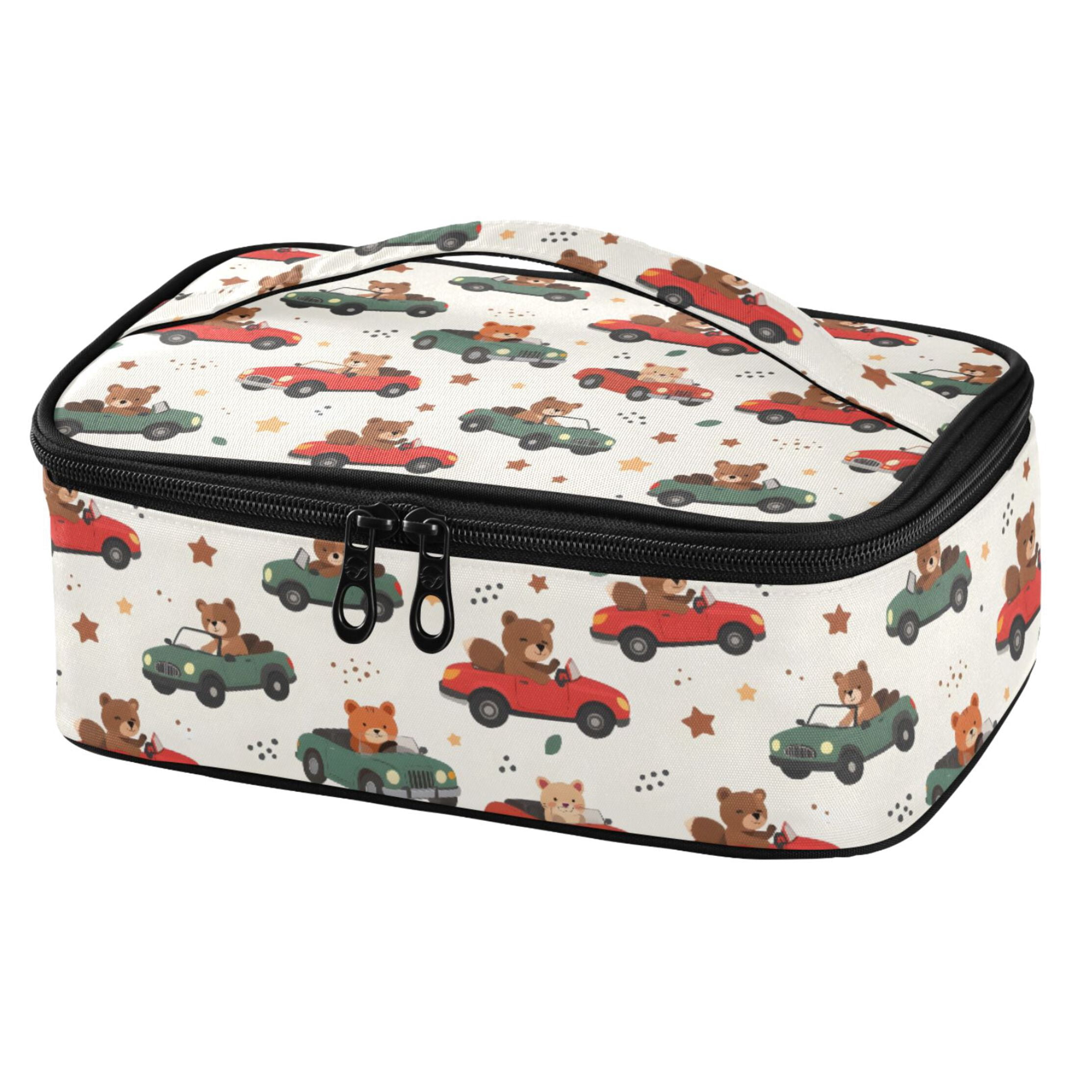 ALAZA Bear Driving Car Lunch Box Insulated Cooler Tote Bag Reusable ...