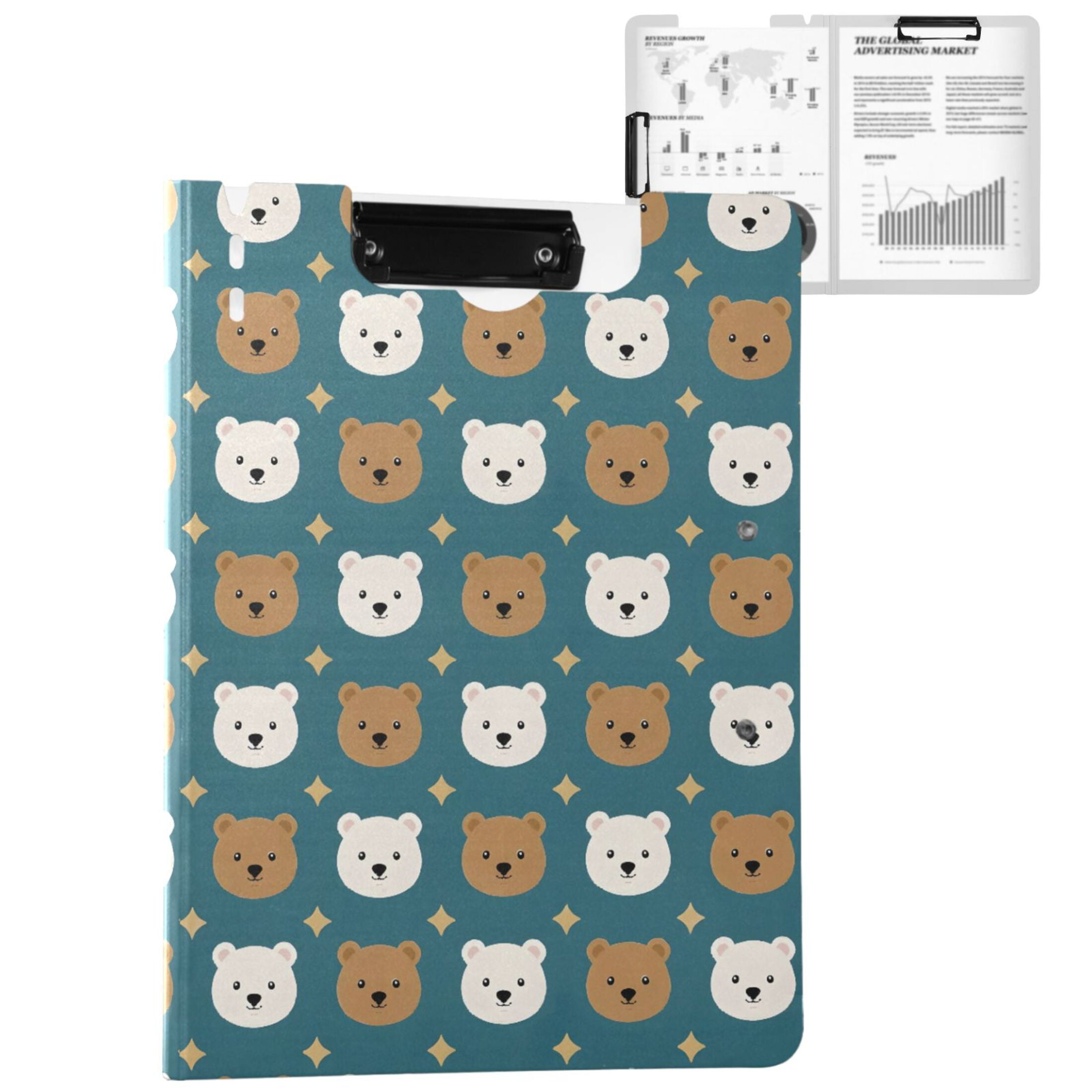 ALAZA Bears Stars A4 Foldable Clipboard 360 Degree Folder Binder ...