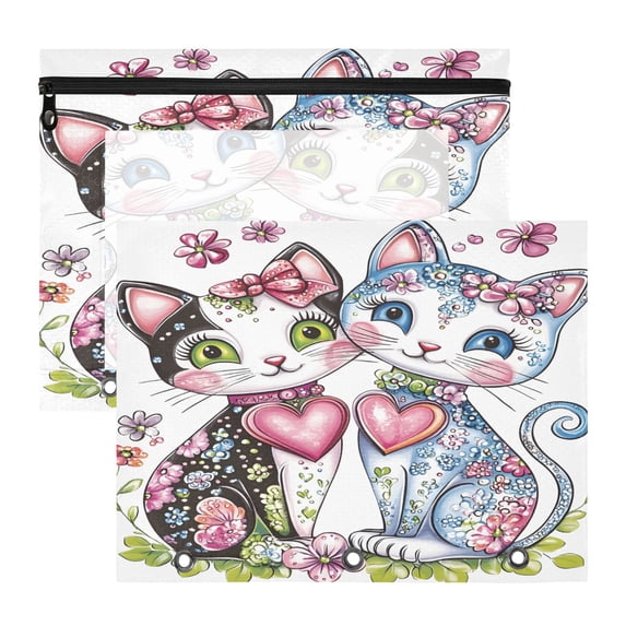 ALAZA Beautiful Cats Pattern Pencil Pouch 3 Ring Binder with Clear ...