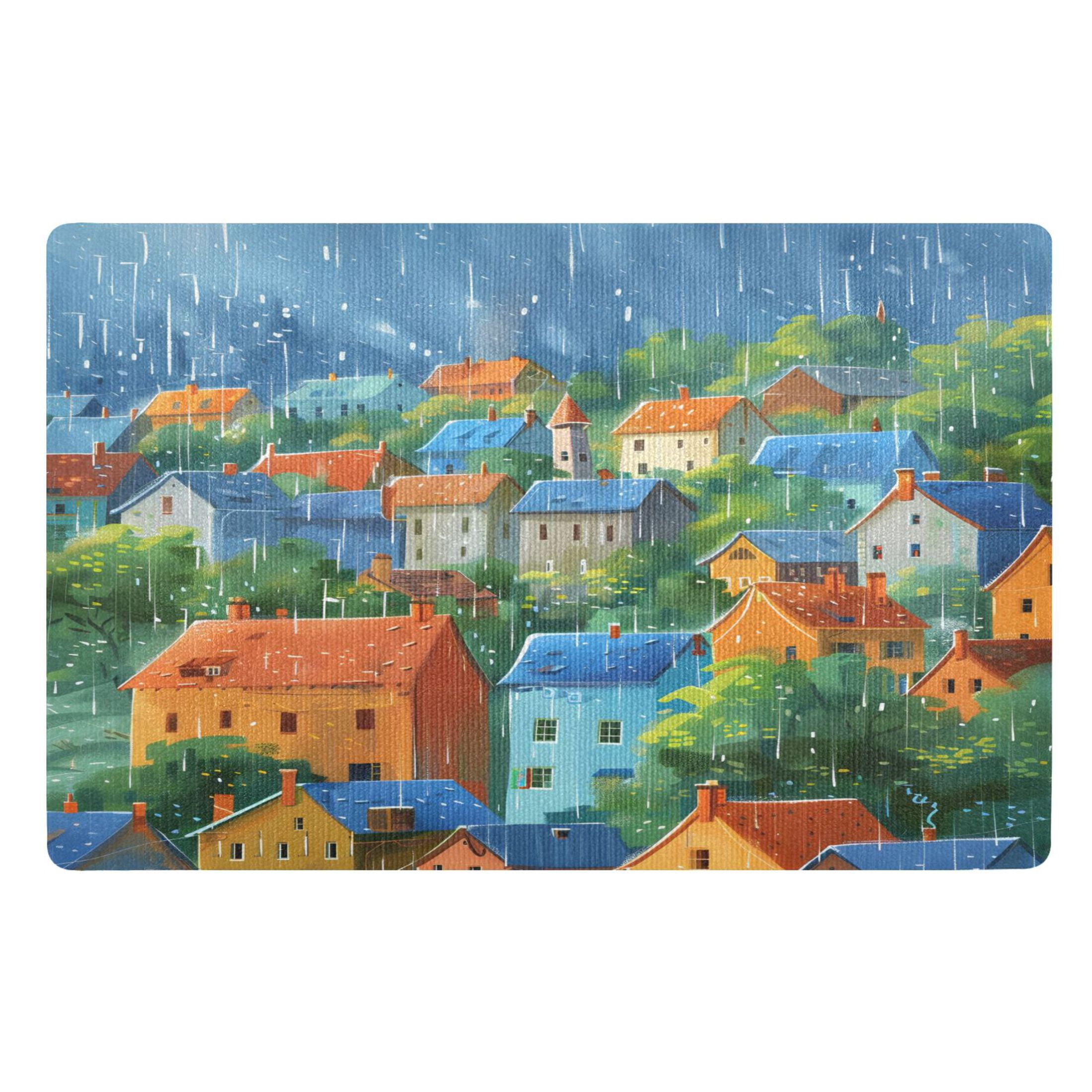 ALAZA Beautiful City with Rain Door Mats Outdoor Indoor Entrance Low ...