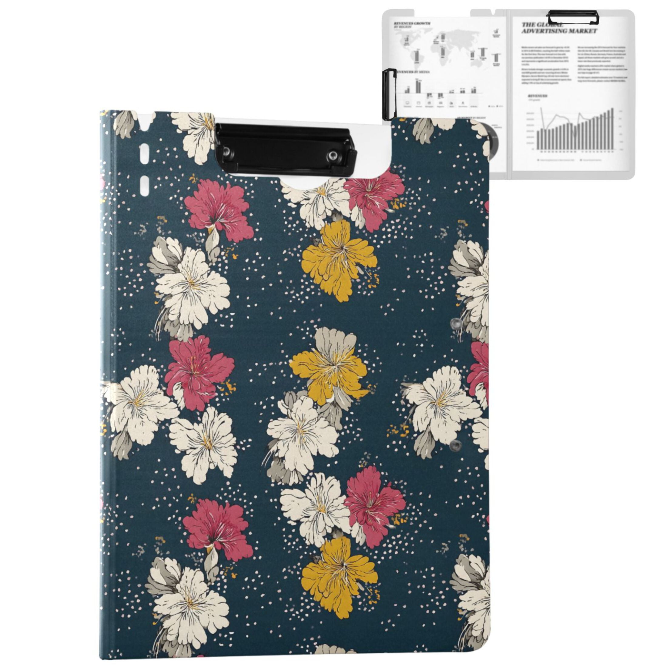 ALAZA Beautiful Hibiscus Flower A4 Foldable Clipboard 360 Degree Folder ...