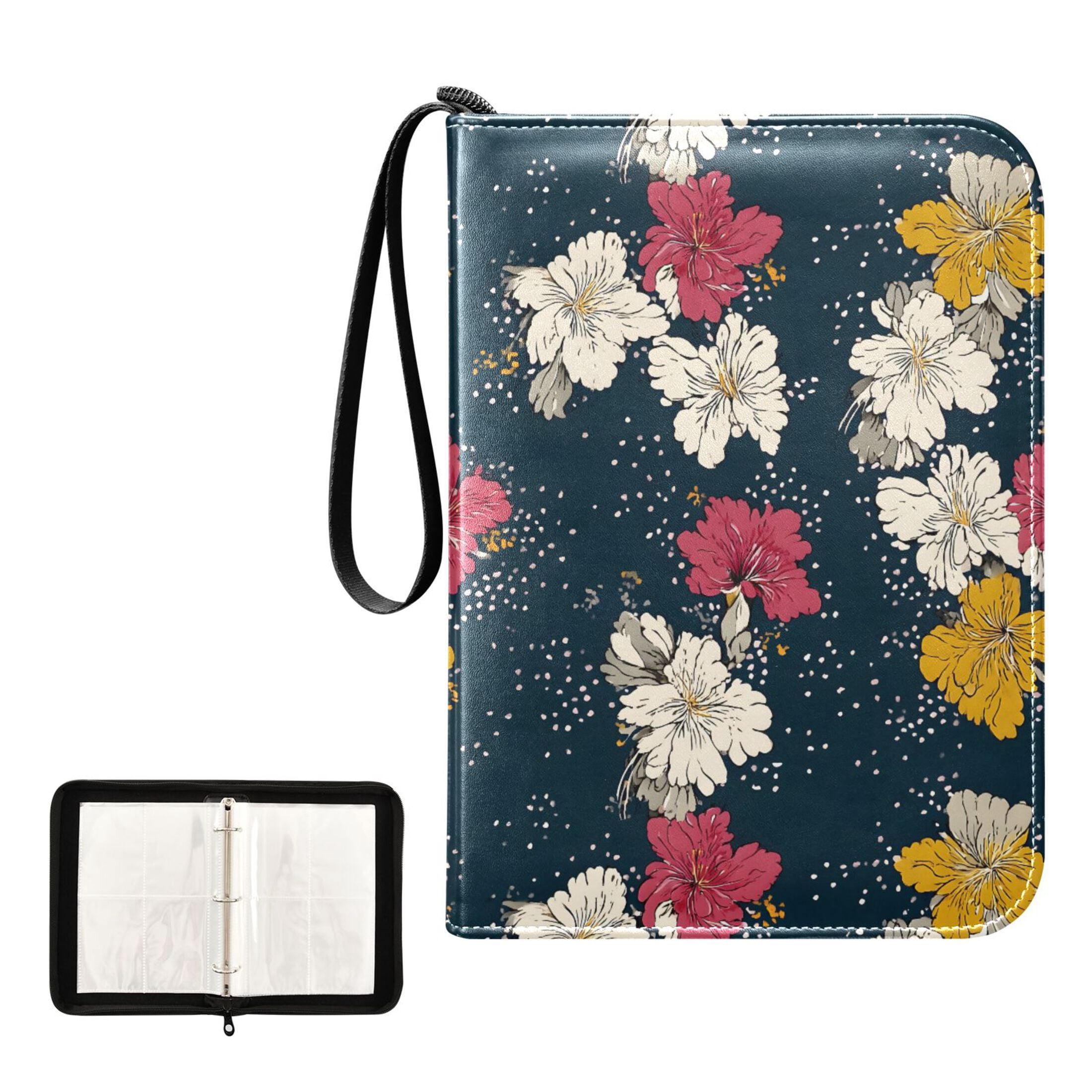 ALAZA Beautiful Hibiscus Flower Trading Card Binder 4 Pocket Cards ...