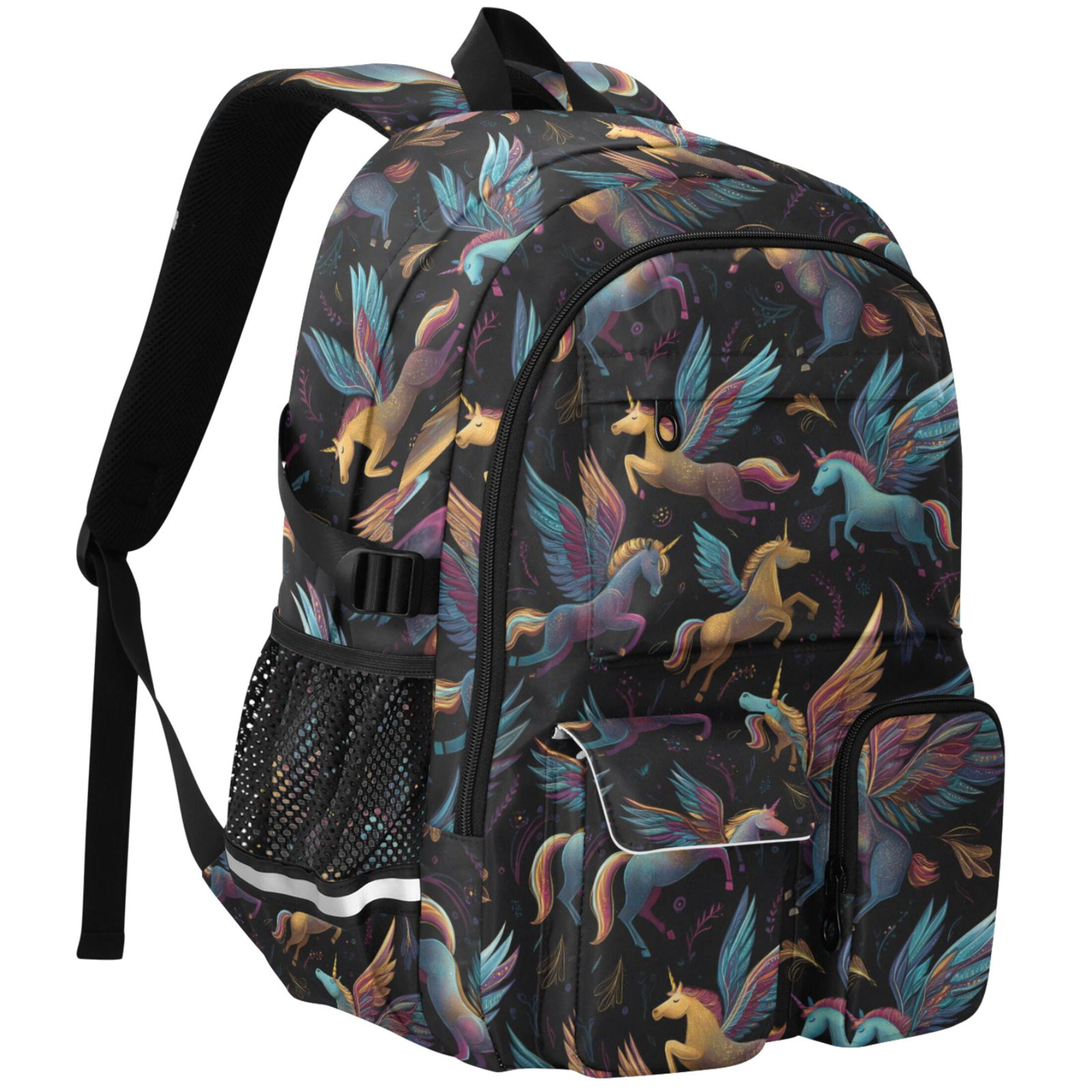 ALAZA Beautiful Unicorns Magic Print Student Backpack School Bookbag ...