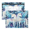 ALAZA Beautiful Unicorns Pattern Pencil Pouch 3 Ring Binder with Clear ...