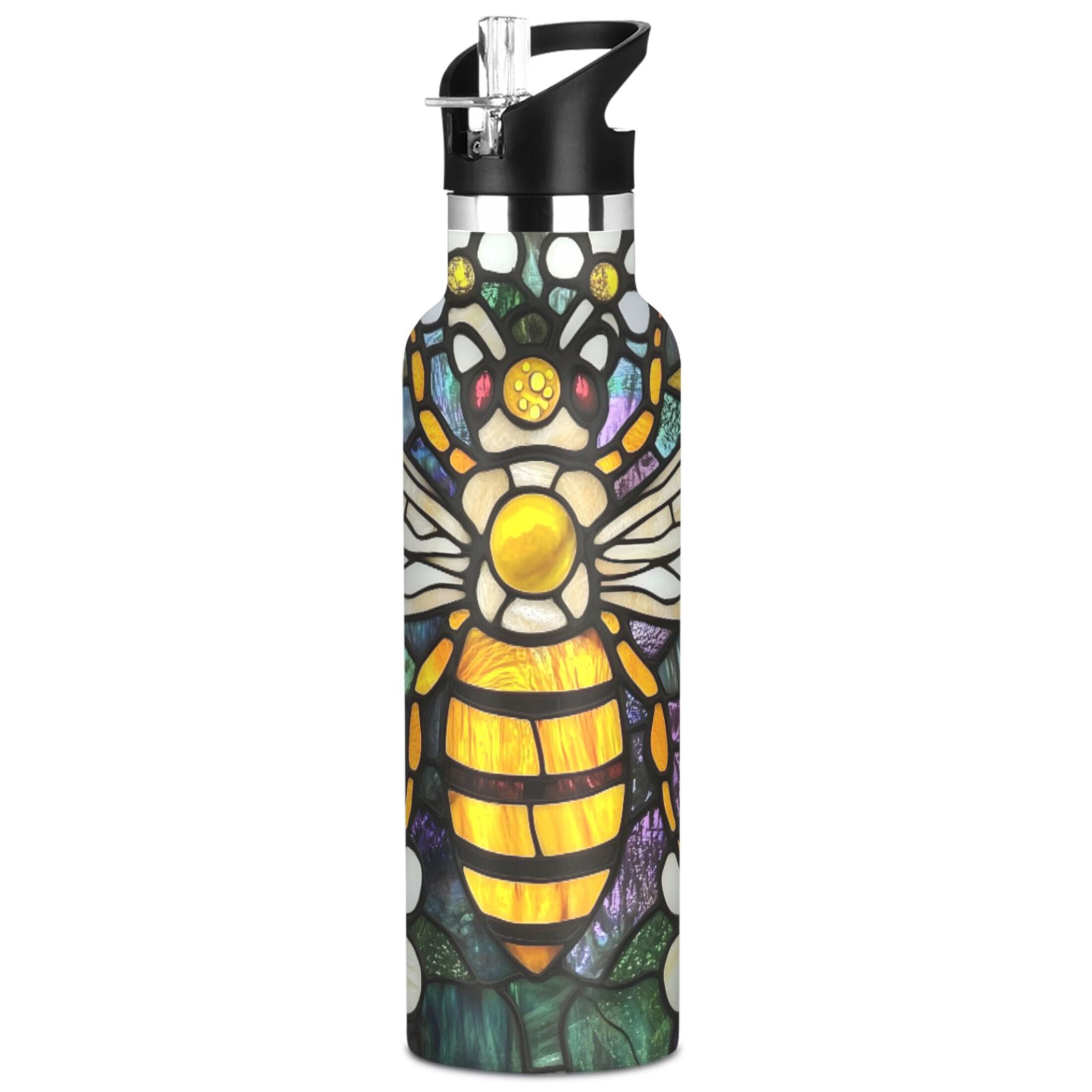 ALAZA Bee in Bohemia Floral-1 Pattern Stainless Steel Water Bottle ...
