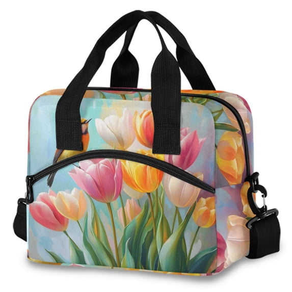 ALAZA Bird Tulip Flowers Insulated Lunch Box Large Reusable Cooler Bag ...