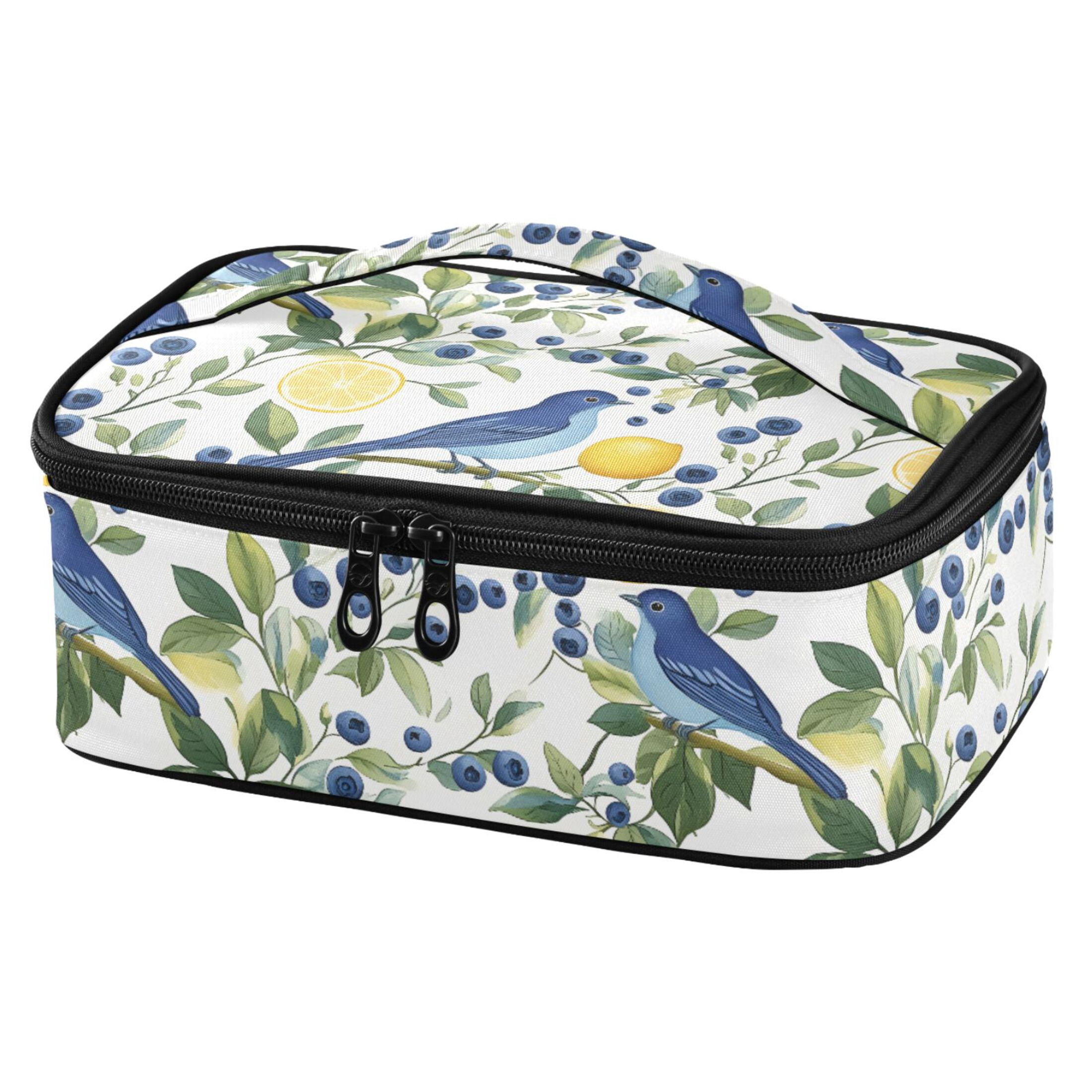 ALAZA Bird and Blueberry Lunch Box Insulated Cooler Tote Bag Reusable ...
