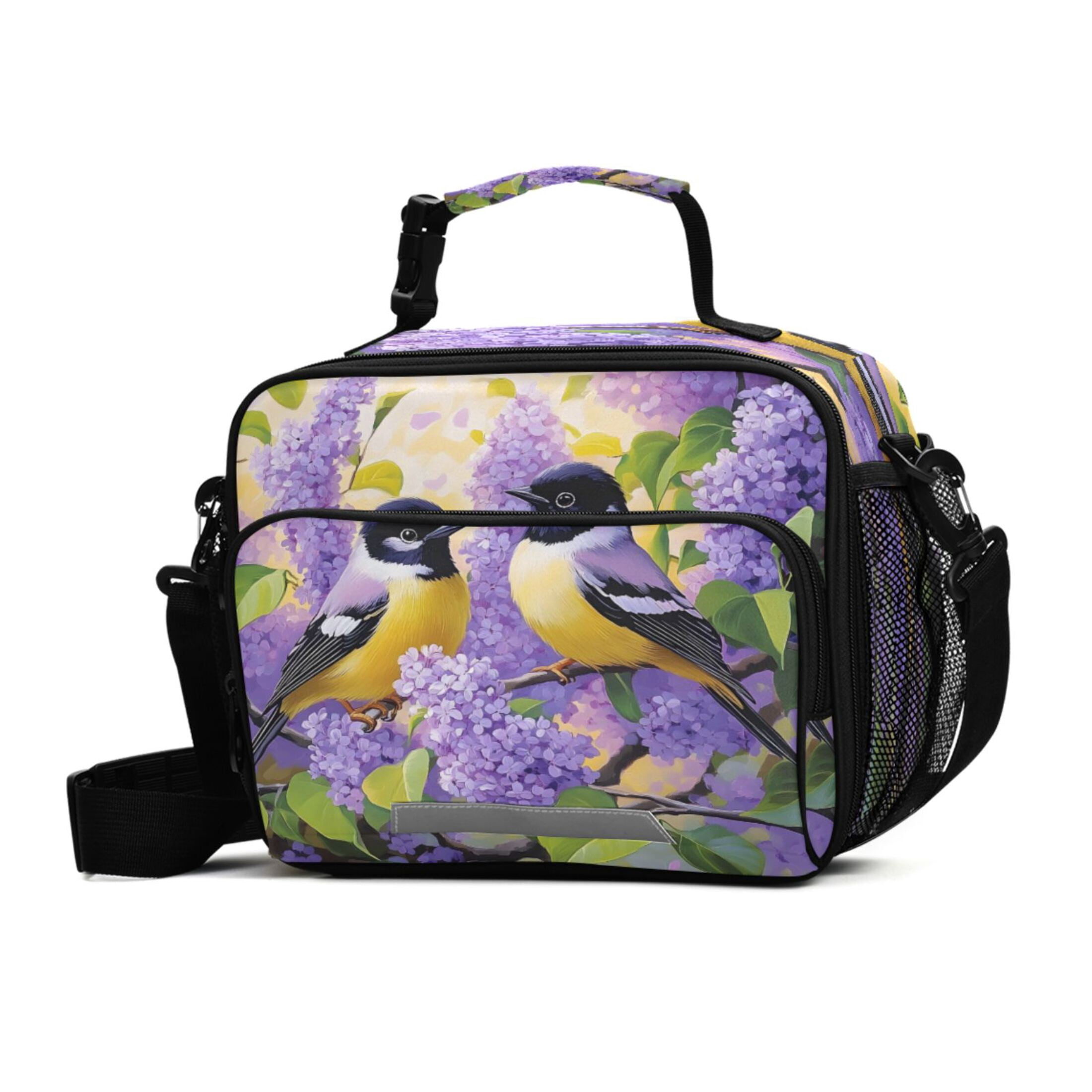 ALAZA Birds in Lavender Flower Lunch Box Insulated Cooler Bag Reusable ...