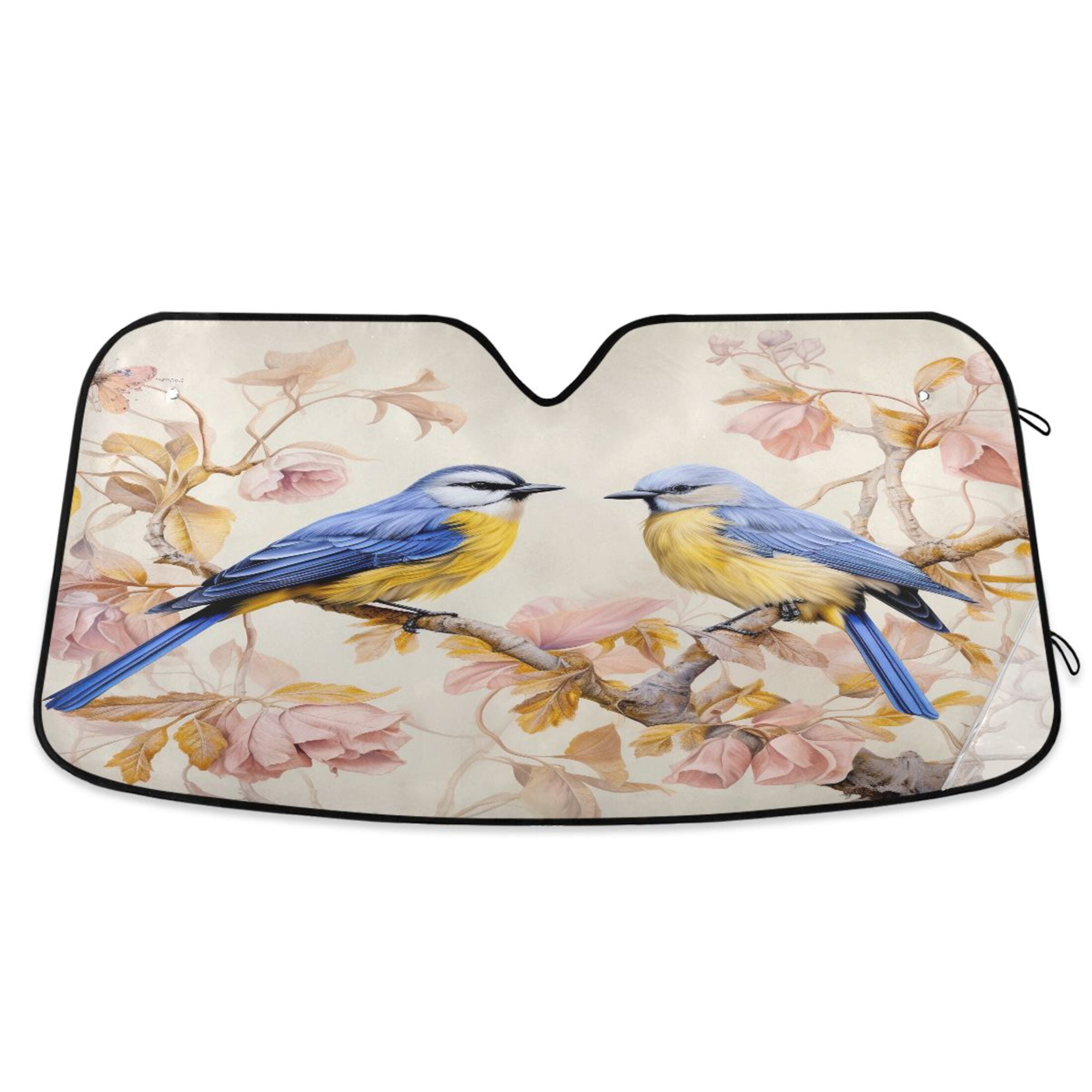 ALAZA Birds on Flowers Branch Windshield Sun Shade Car Foldable Sun ...