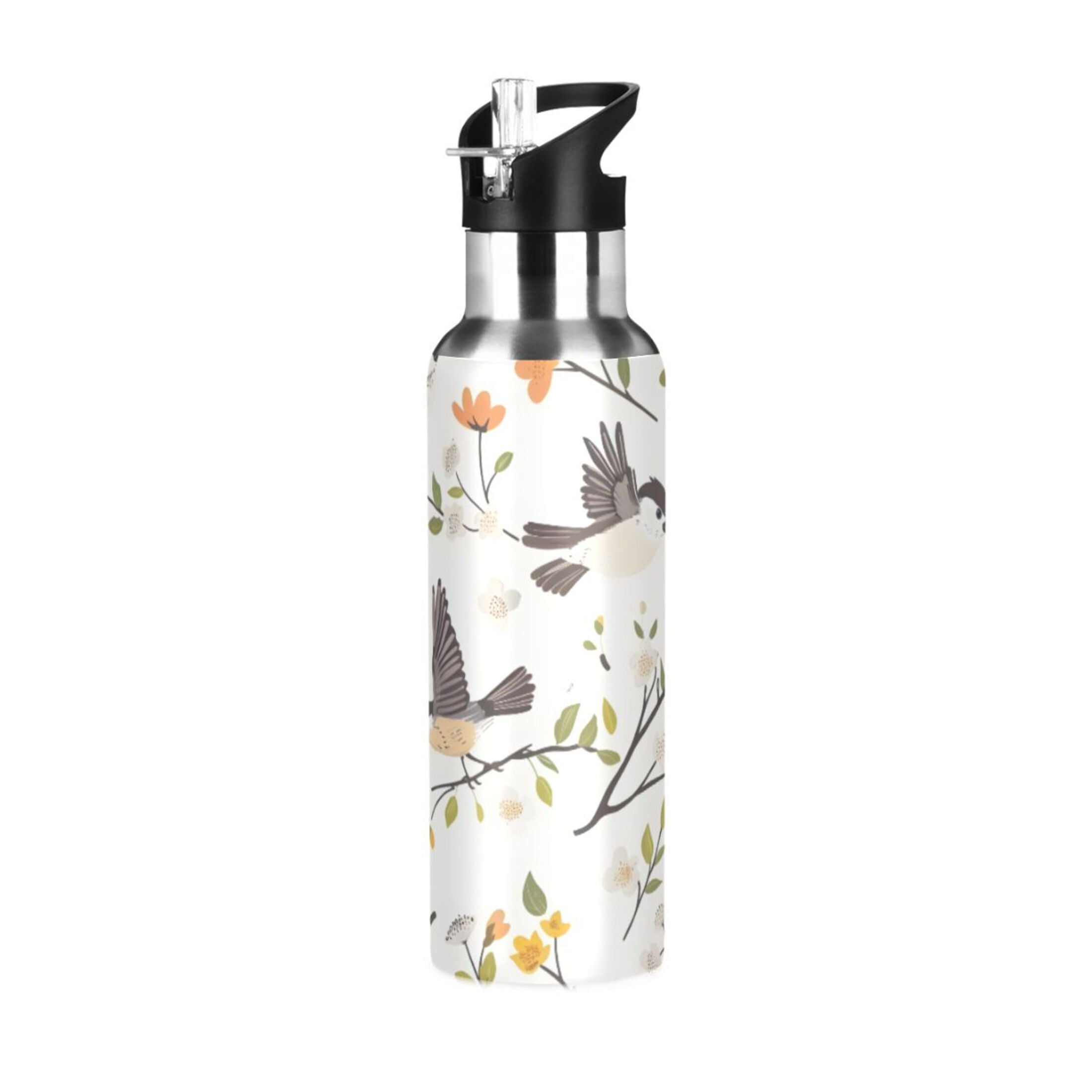 ALAZA Birds on Leaves Branch Water Bottle Insulated Flask Stainless ...
